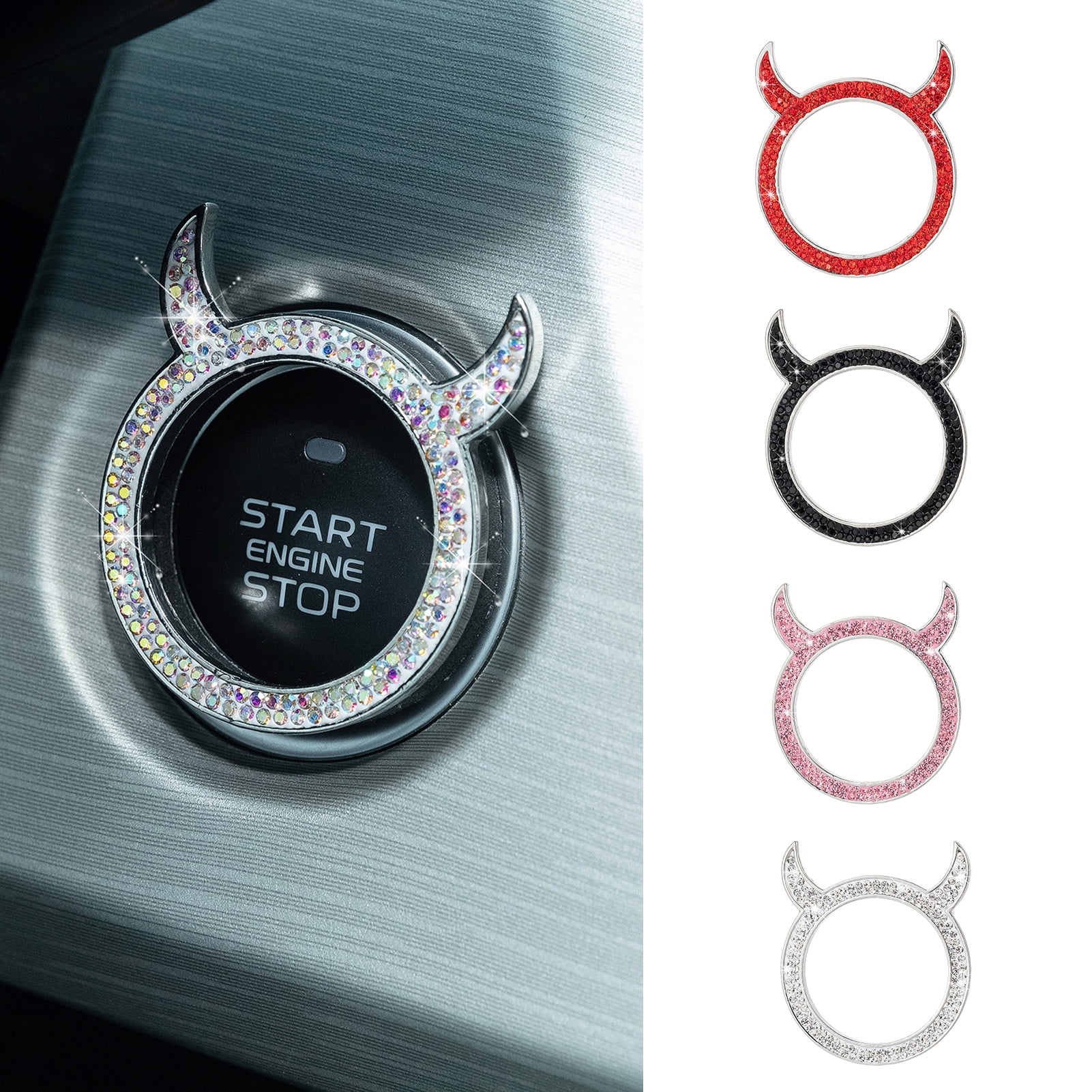 NIBOLOG Rhinestone Car Ring - Shiny Exquisite Fine Workmanship Devil ...