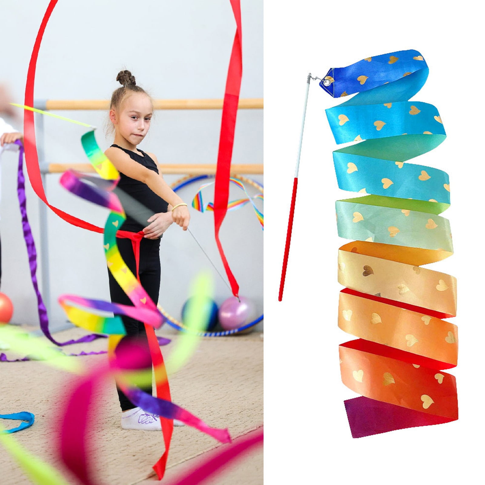 NIBOLOG Rhythmic Gymnastics Ribbon Vibrant Color Extra Soft Smooth ...