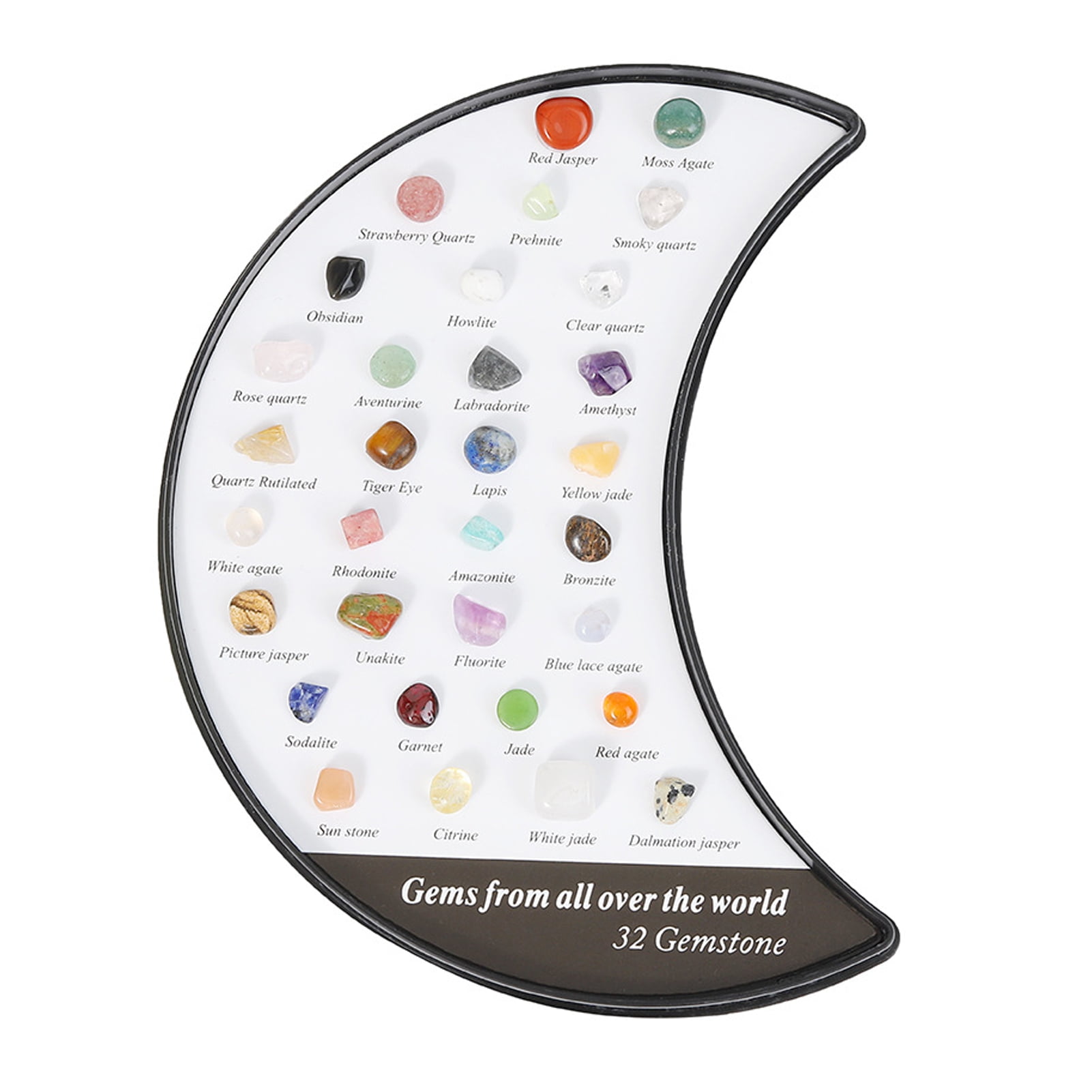 NIBOLOG Rock Collection Set - 32 Types Natural Gemstones with Display ...