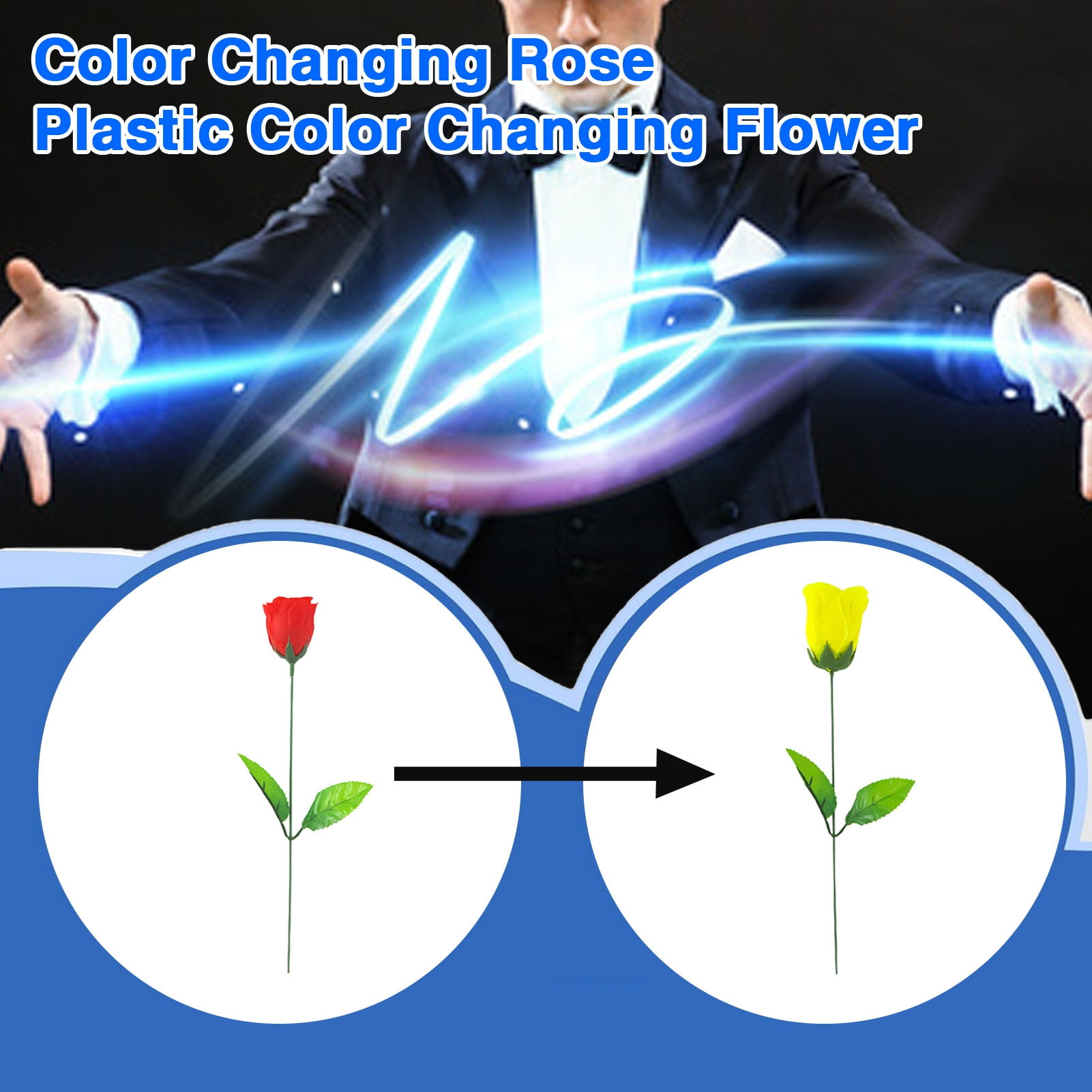 NIBOLOG Rose Color Changing Trick Toy Red to Yellow Flower Stage ...