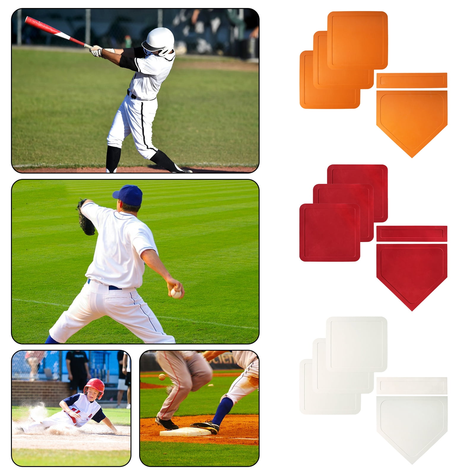 NIBOLOG Rubber Baseball Softball Base Set Wear Resistant Home Plate ...