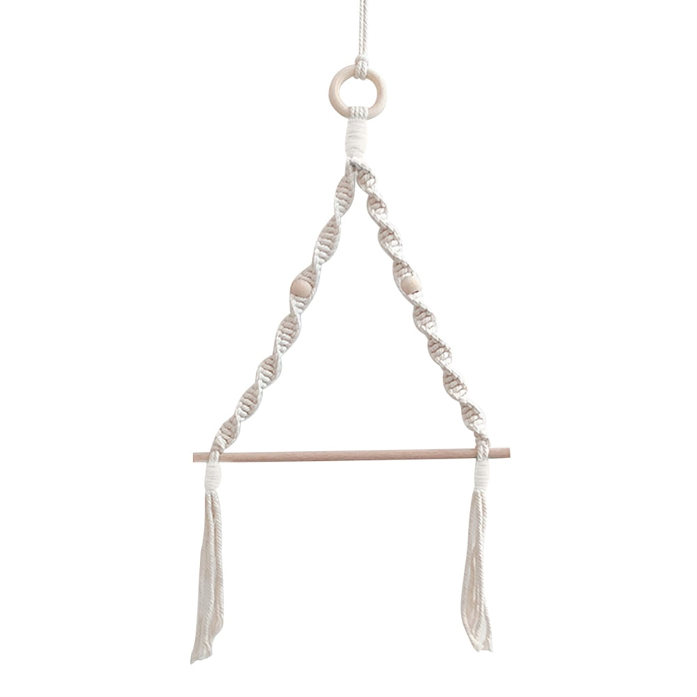NIBOLOG Scandinavian Style Wall Rope Hanging Wooden Rack Stick Tassel ...