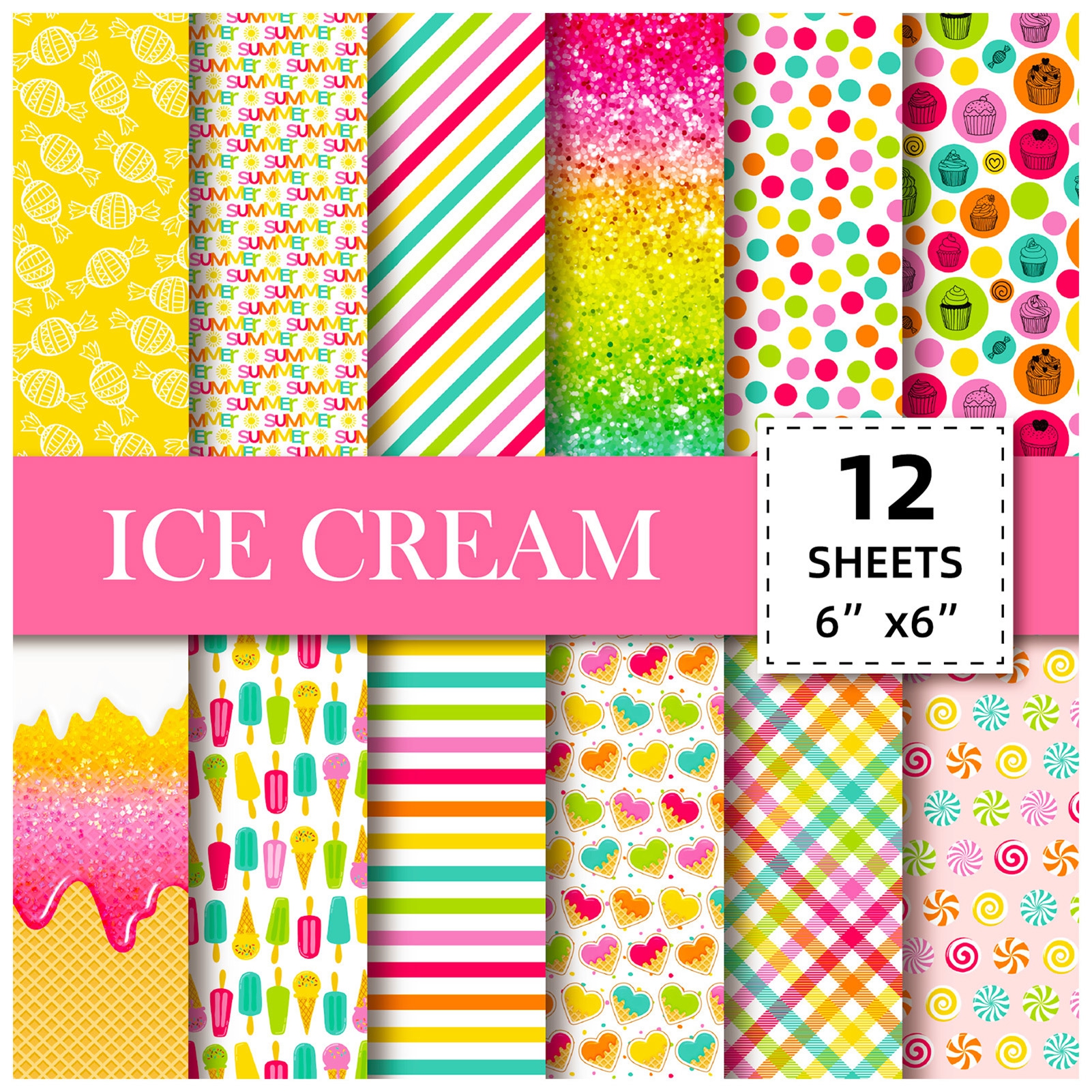 NIBOLOG Scrapbooking Paper Pads - 12Sheets Vintage Style Vibrant Color ...