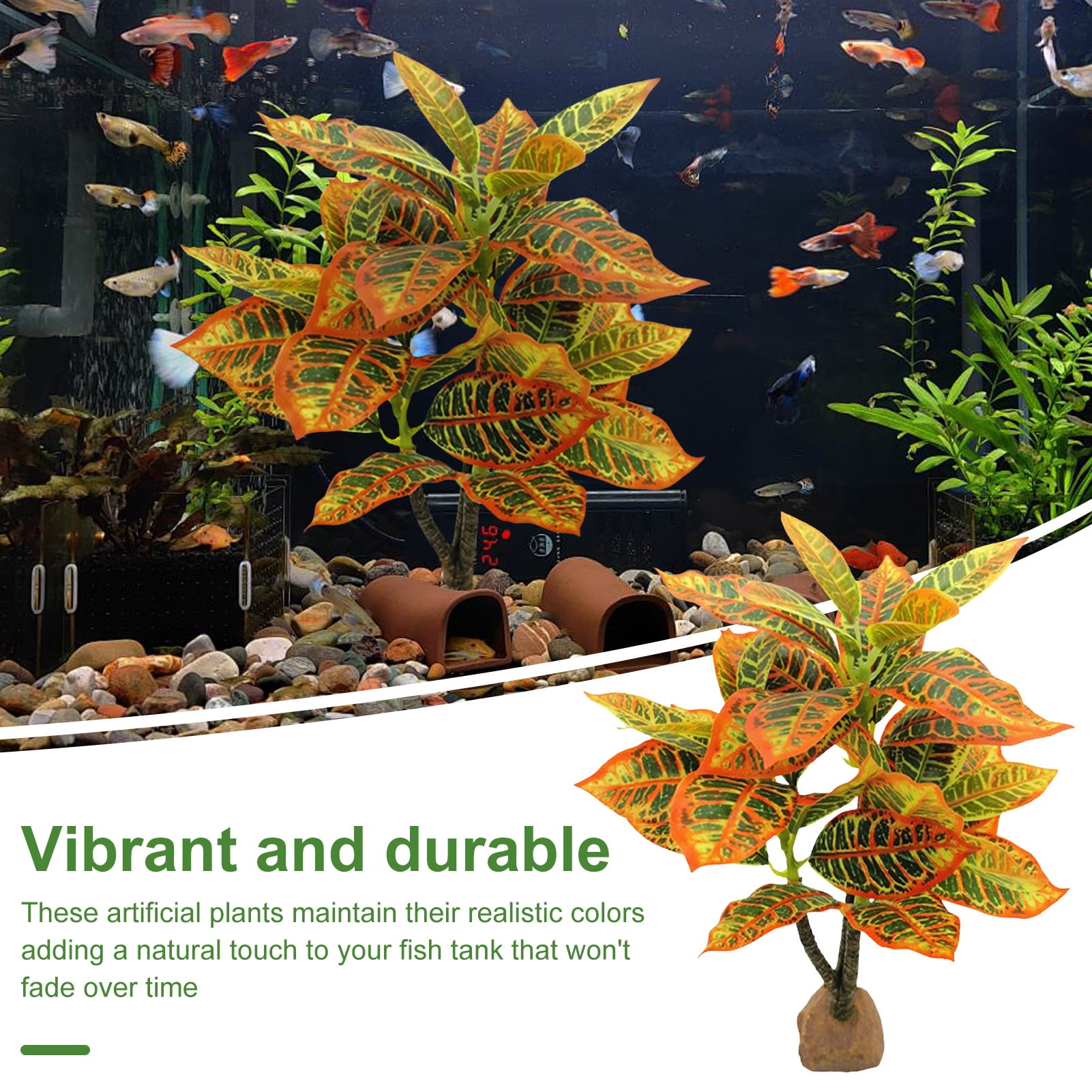 NIBOLOG Simulation Green Plants Aquarium Decoration Realistic Colors ...
