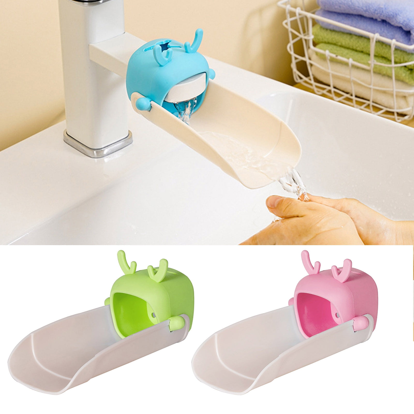 NIBOLOG Sink Faucet Extender Cartoon Deer Shape Prevents Splashing ...