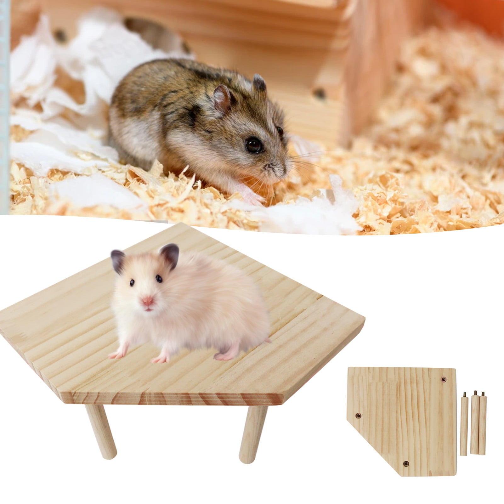 NIBOLOG Small Animal Stand Bite Resistant Natural Wood Pet Table ...