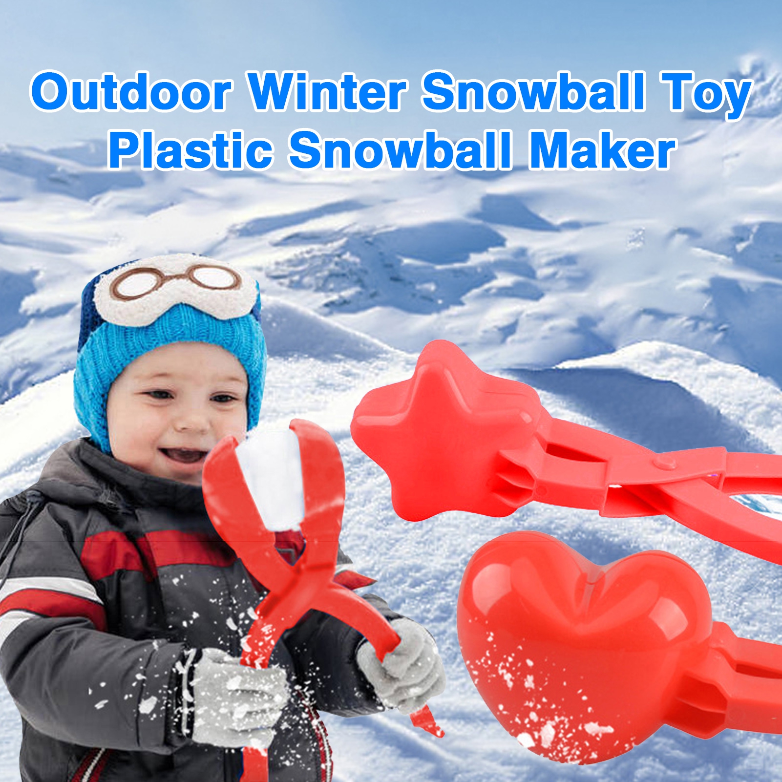NIBOLOG Snowball Maker Toy with Detachable Long Handle Love Heart Star ...
