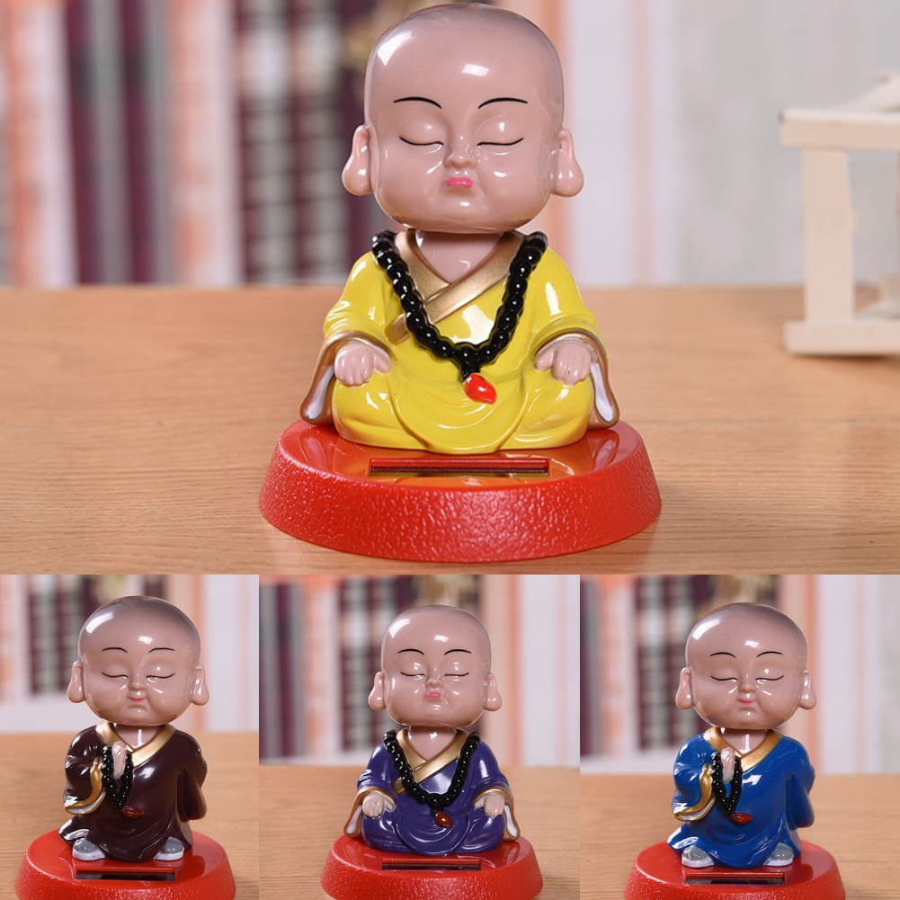 NIBOLOG Solar Power Flip Flap Pot Swing Toy Cartoon - Monk Figurine Car ...