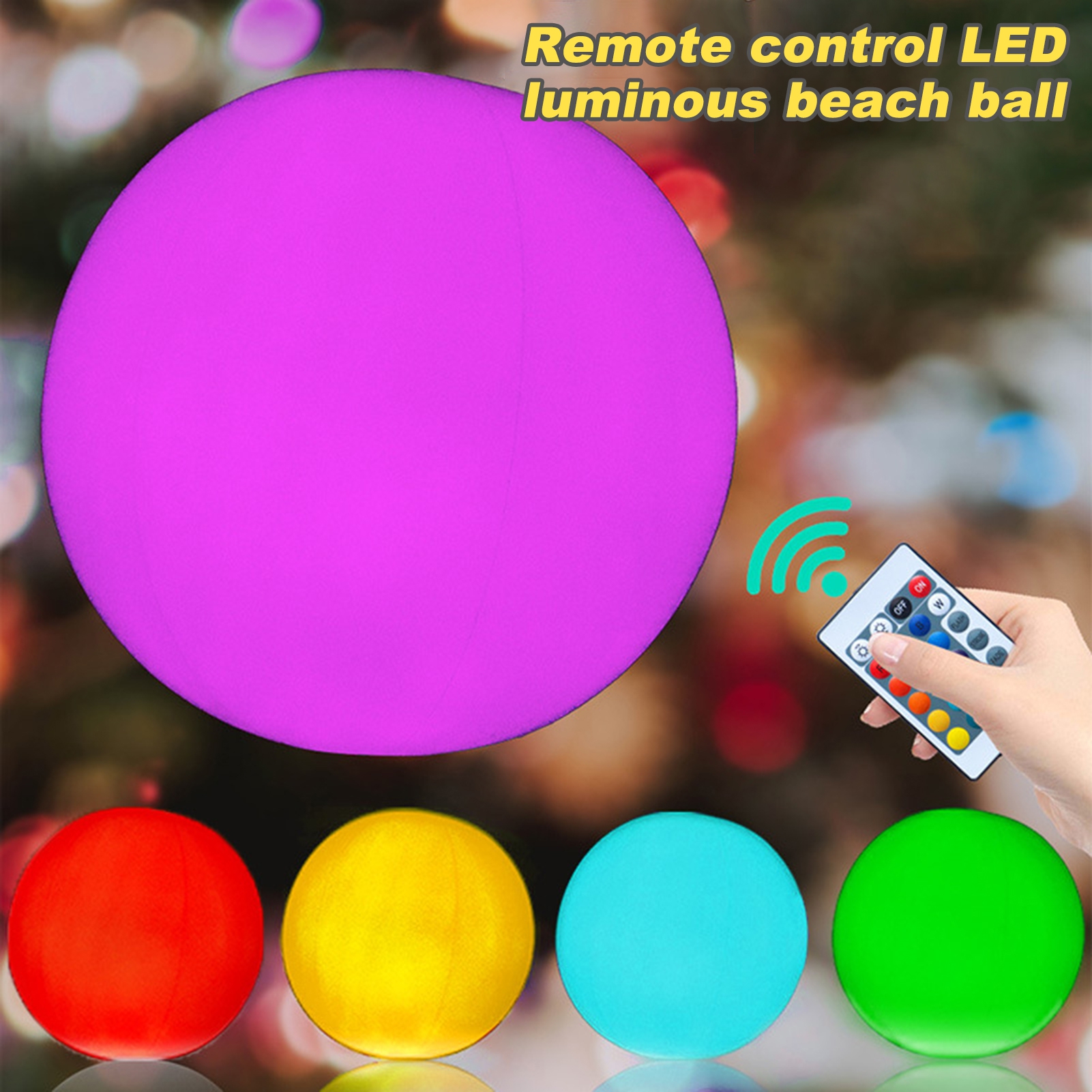 NIBOLOG Solar Powered Inflatable Ball - Remote Control 16 Colors LED ...