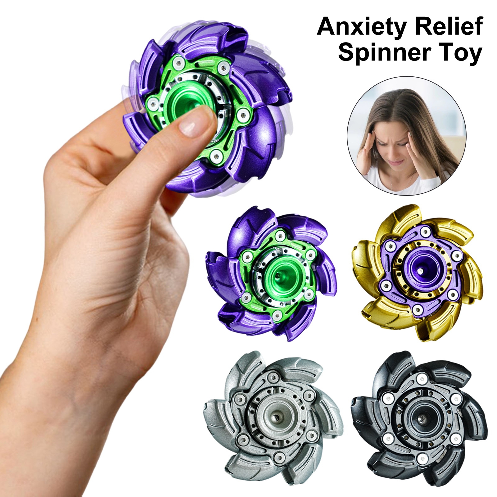 NIBOLOG Spinner Fidget Toy Stress Anxiety Relief - Portable Kids Teens ...