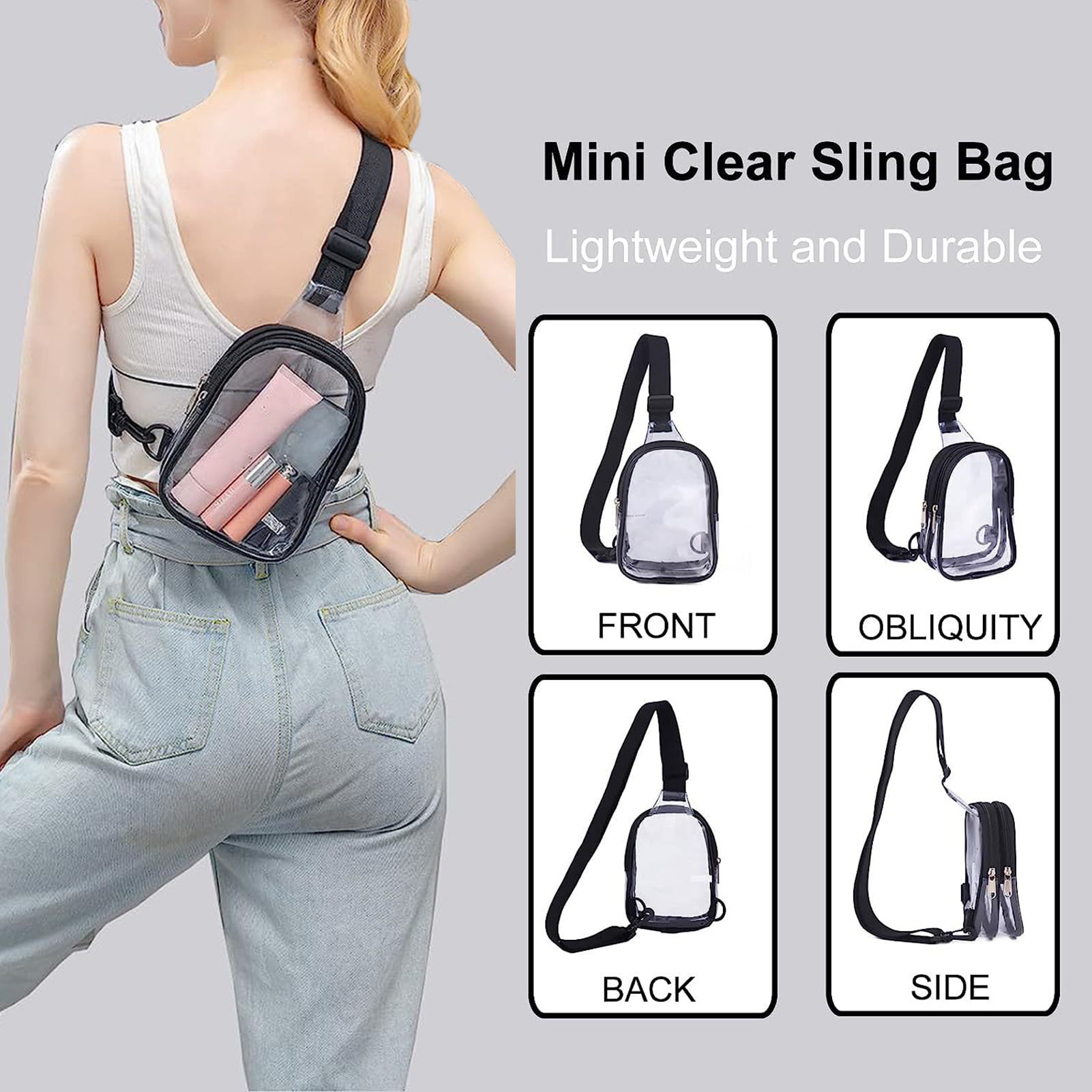 NIBOLOG Sports Fanny Pack Clear Sling Bag Waist Bag Chest Bag Crossbody Bag Waterproof Heavy ...