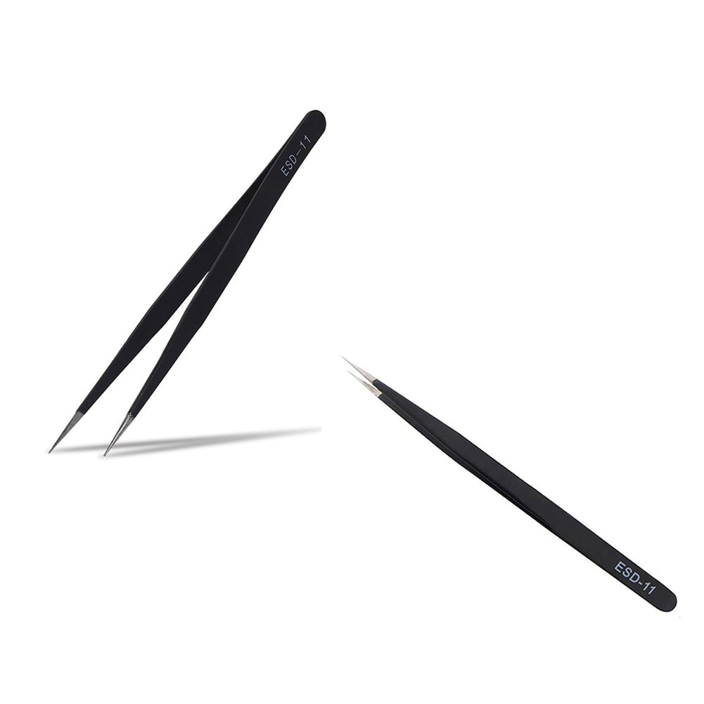 NIBOLOG Straight Pointy Fine Point Metal Precise Tweezers Faux Eyelash ...