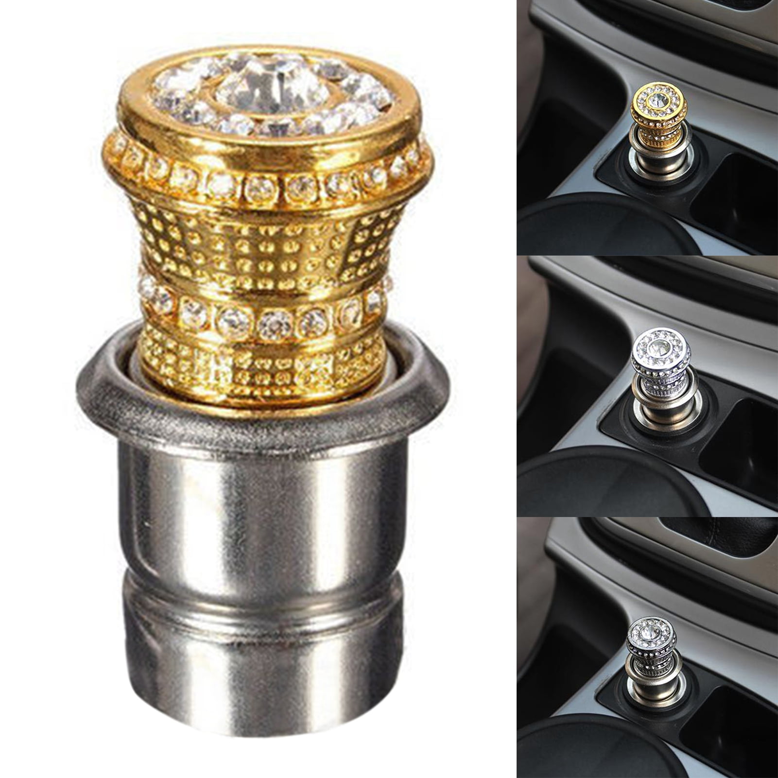 NIBOLOG Stylish Bling Car Universal Faux Crystal Cigarette Lighter ...