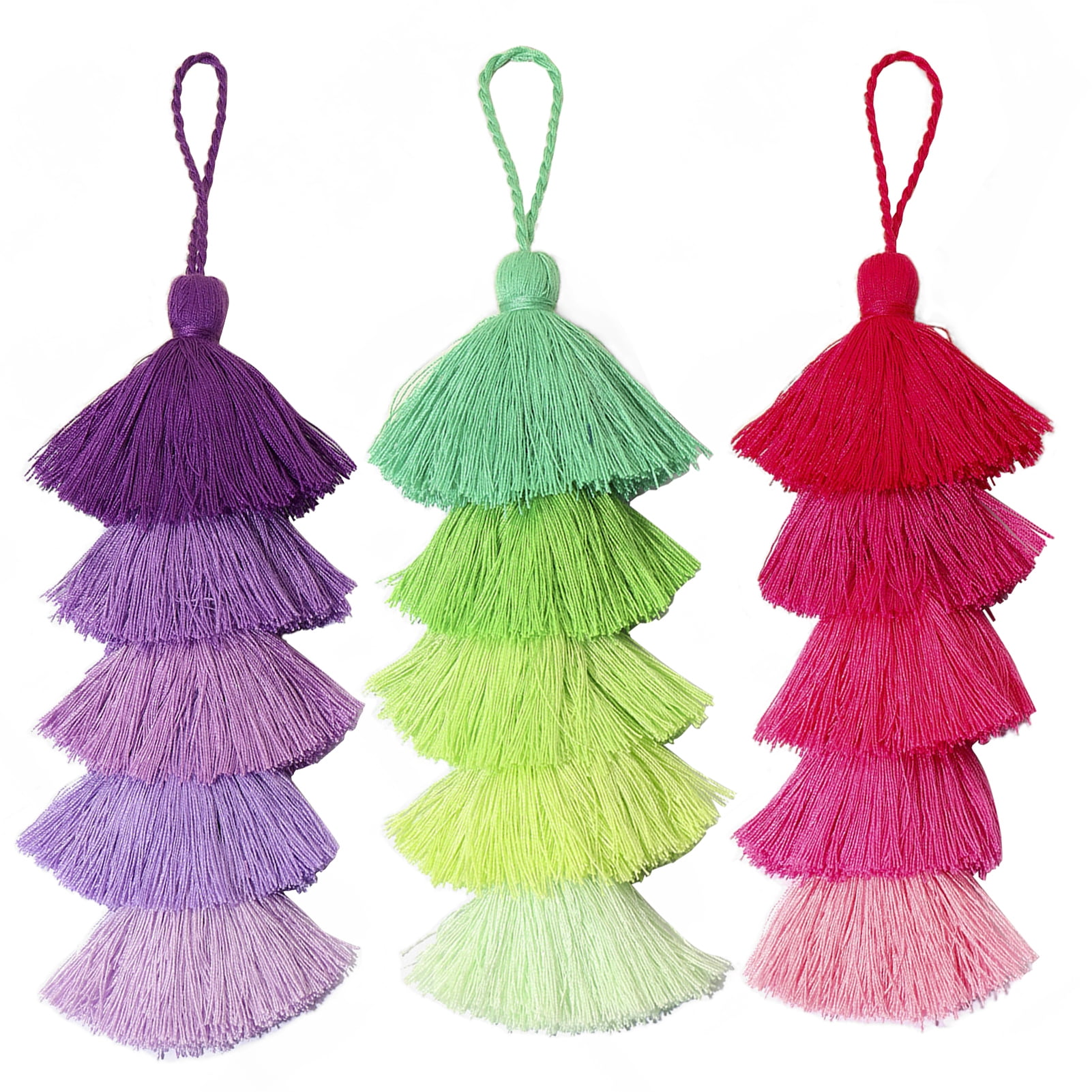 NIBOLOG Tassel Pendant Set - Handmade Craft Tassels with Lanyard, 5 ...