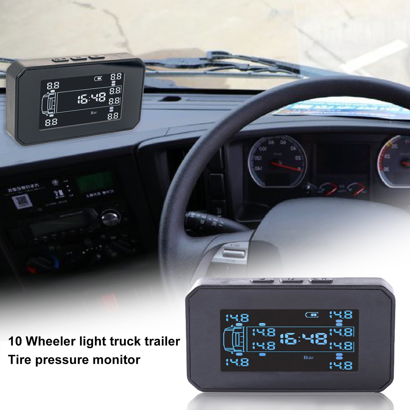 NIBOLOG Tire Pressure Monitor Wireless LCD Display - ABS Car Tire ...