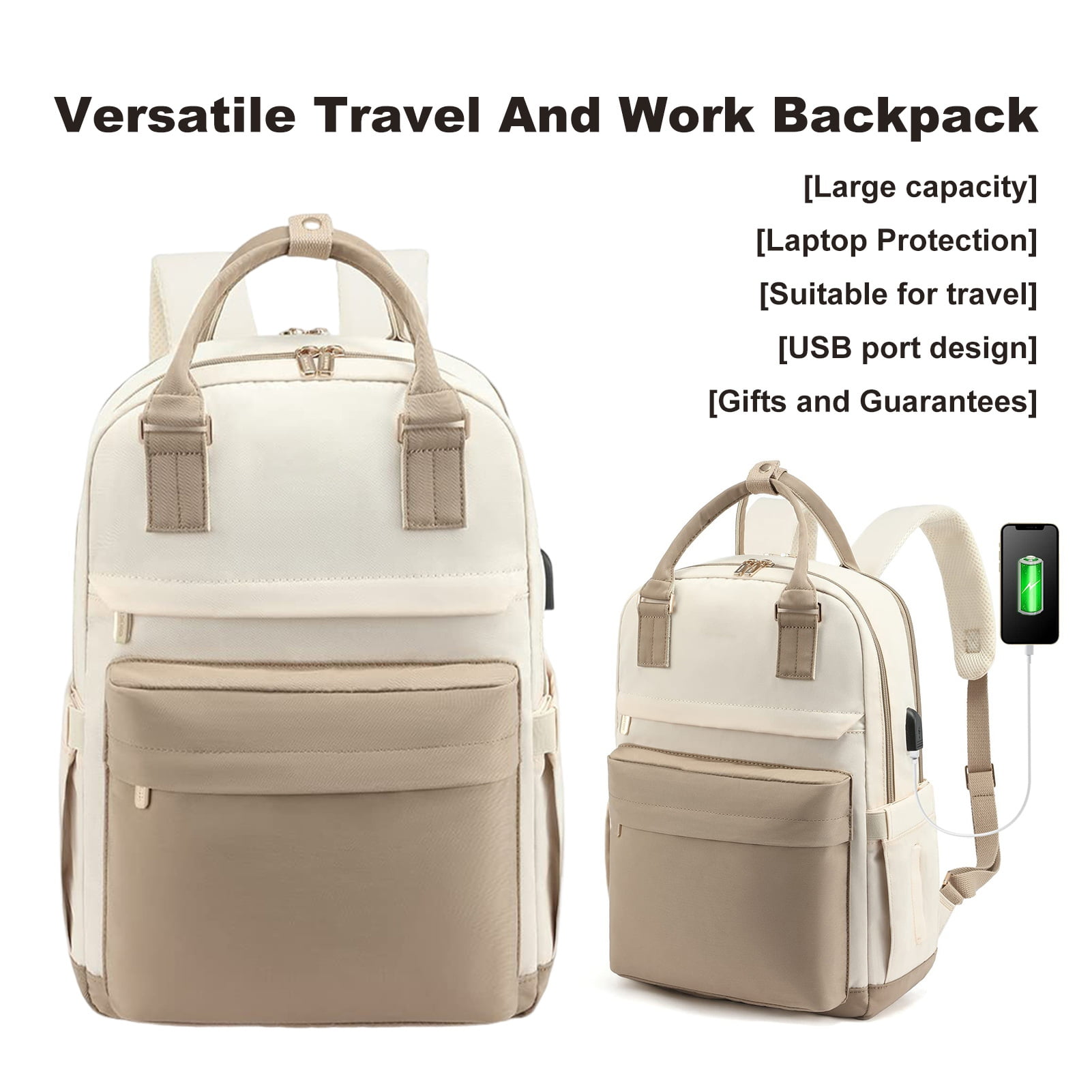 NIBOLOG Travel Backpack with External USB Charging Port Multi Pockets ...