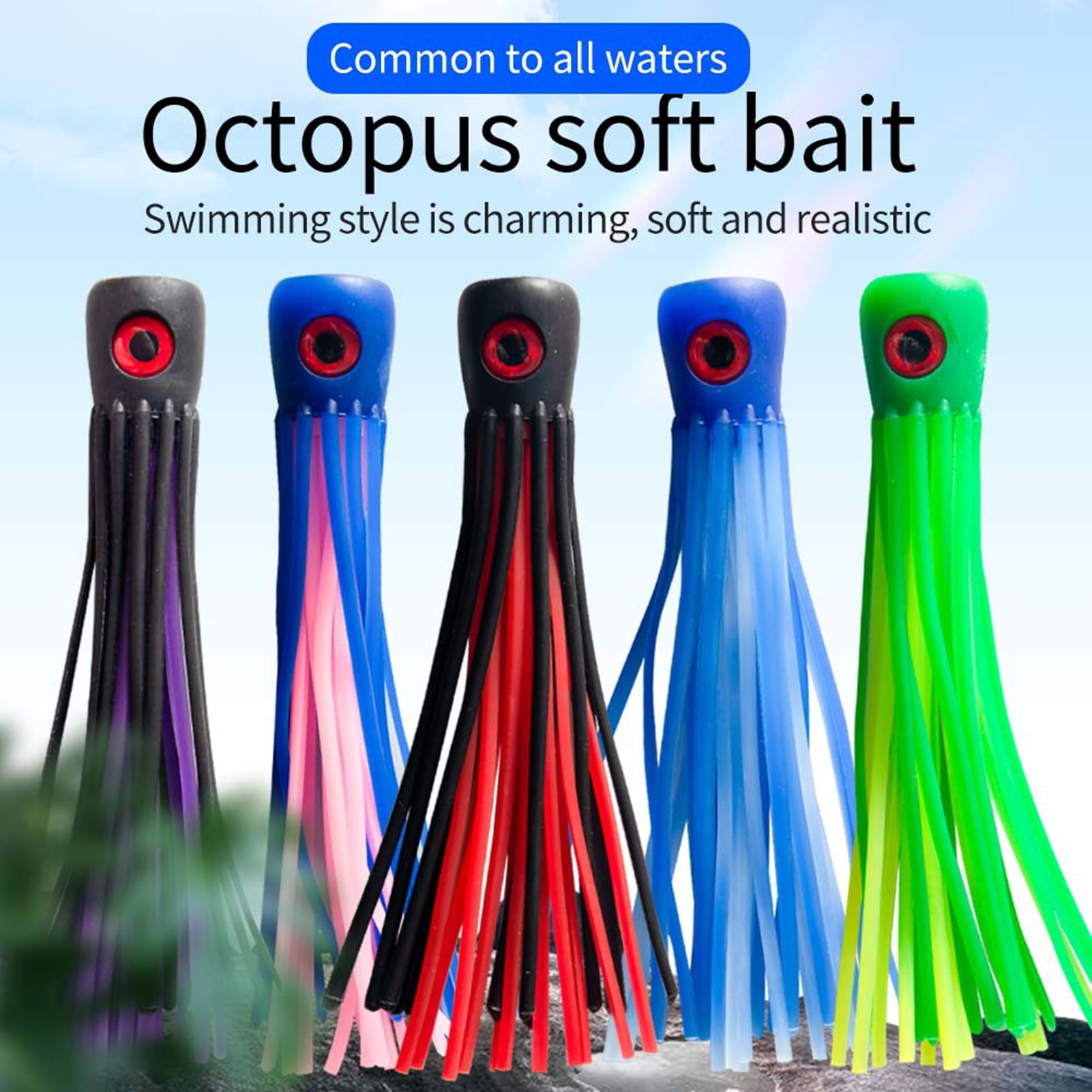 NIBOLOG Trolling Fishing Lure Soft Simulation Octopus Baits Swimbait ...