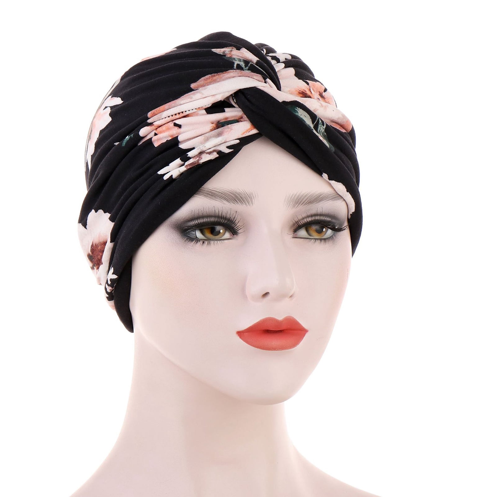 NIBOLOG Twist Cap Leopard Print Sweat Absorbing Milk Fiber Fabric Women ...
