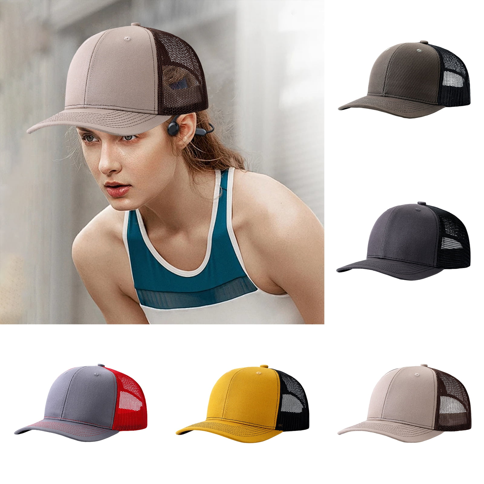 NIBOLOG Unisex Baseball Cap Adjustable Hollow Mesh Lightweight Long ...