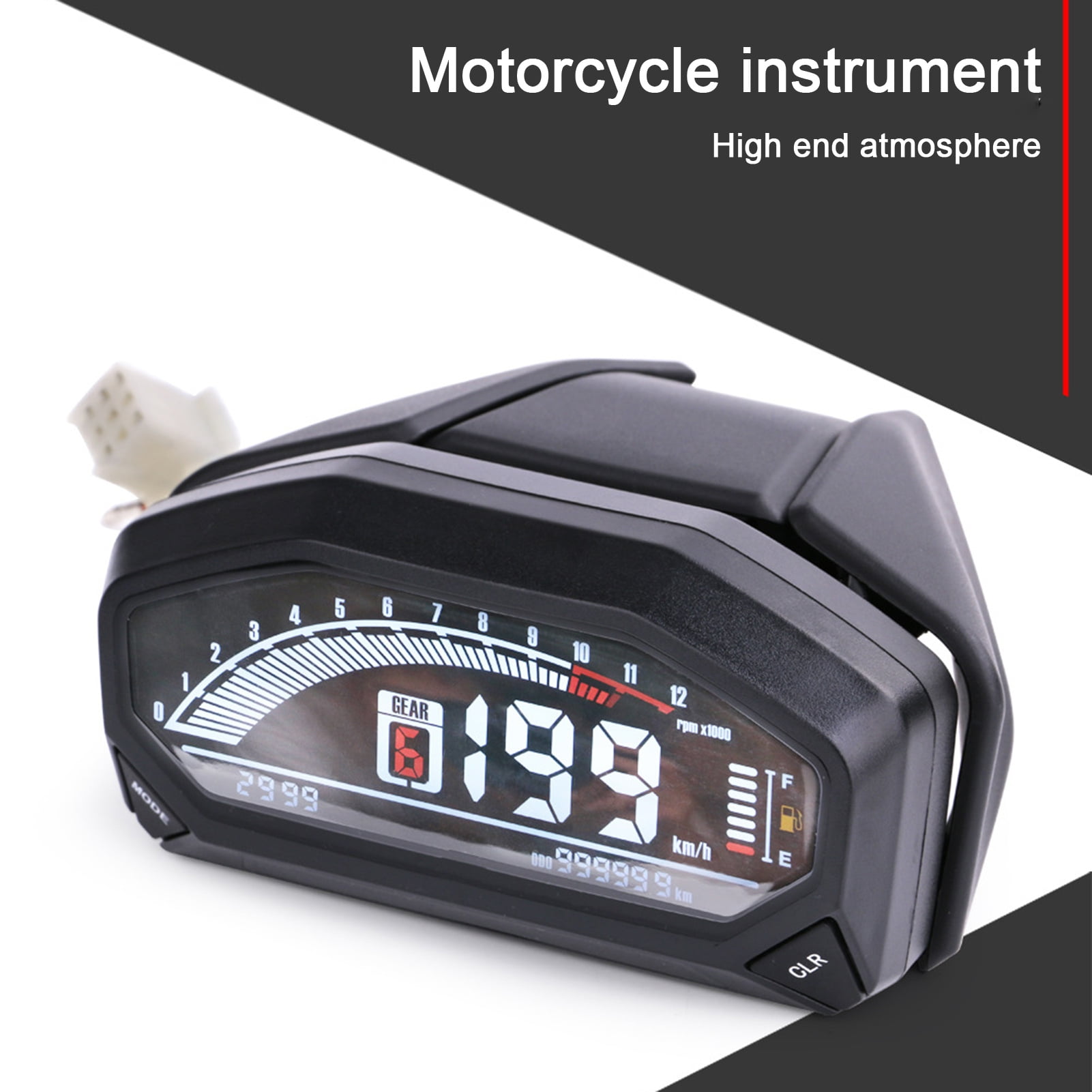 NIBOLOG Universal Motorcycle Speedometer LCD - High Clarity Display 6 ...