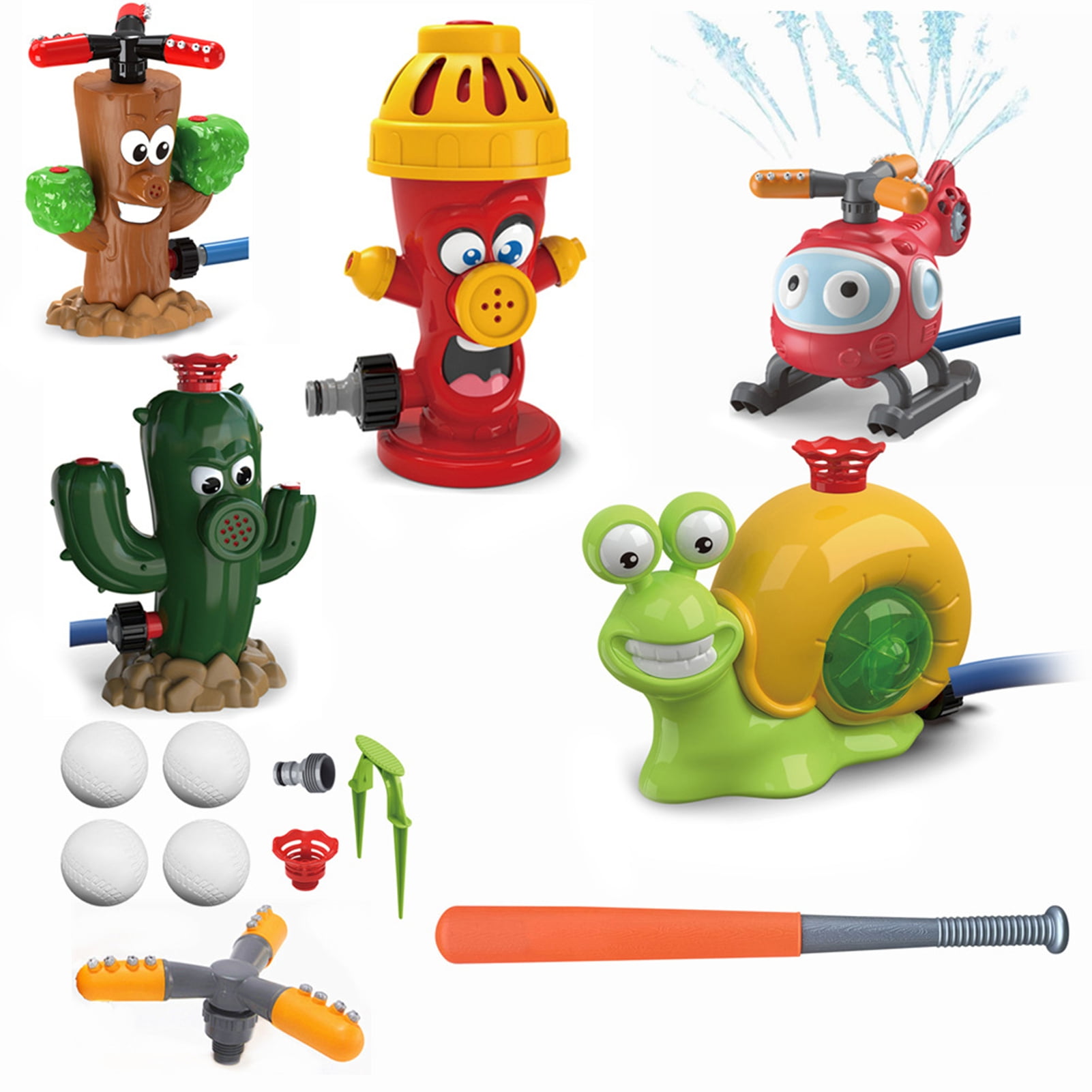 NIBOLOG Water Sprinkler Baseball Game Toy Helicopter Cactus Snail Stump ...