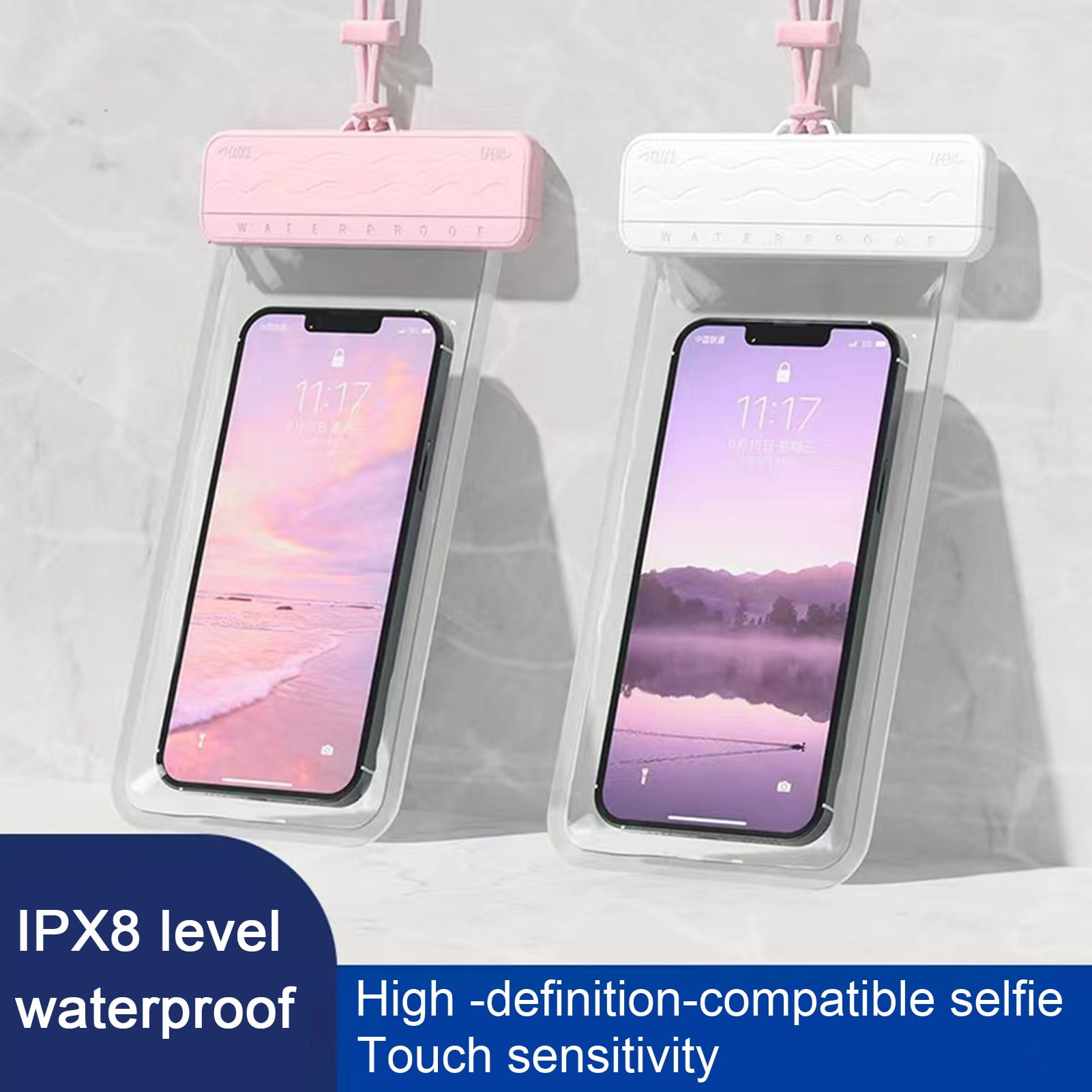 NIBOLOG Waterproof Phone Pouch Transparent Good Sealing Adjustable ...