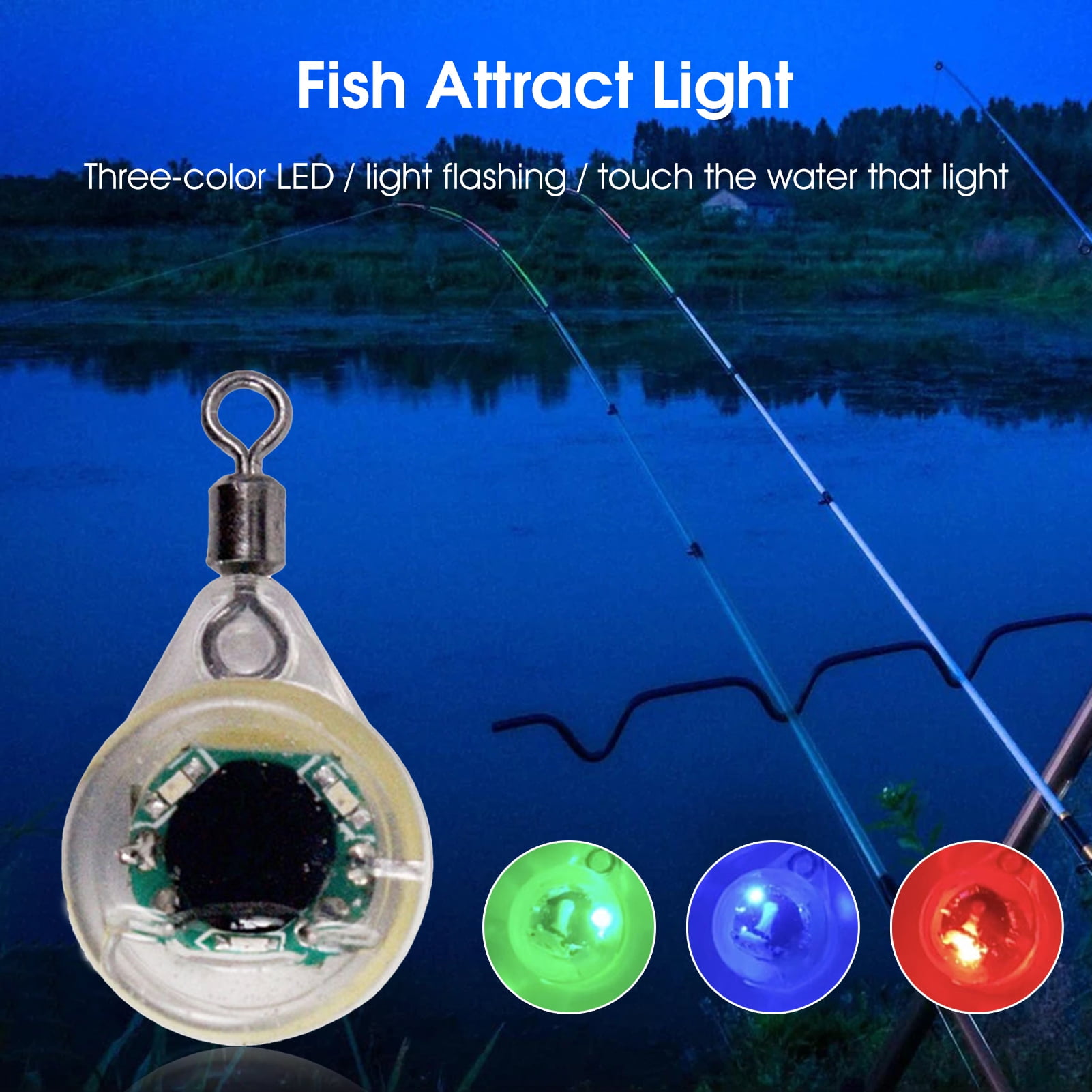 NIBOLOG Waterproof Underwater Fish Light Three Color LED Fish Eye Shape ...