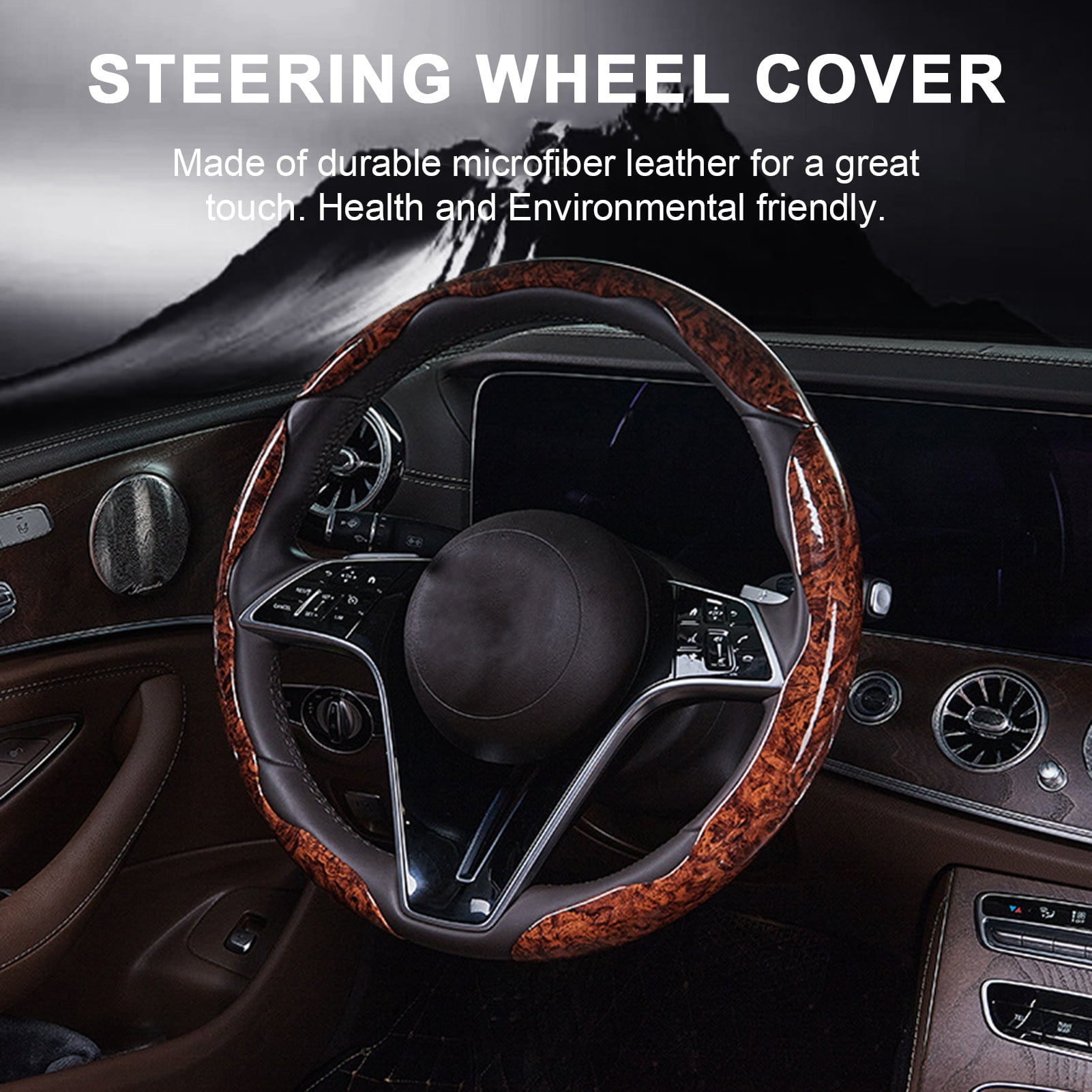 NIBOLOG Wood Grain Steering Wheel Cover - Anti-Slip Odorless Heat ...