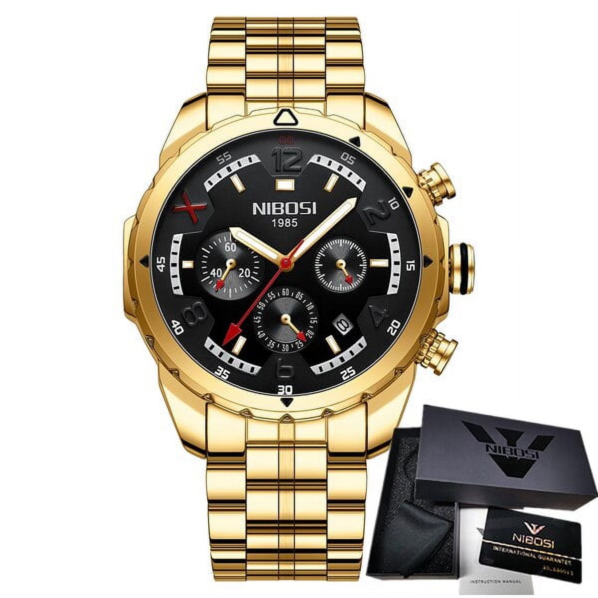 NIBOSI 2022 Fashion Mens Watches Top Brand Luxury Gold Quartz Watch Men ...