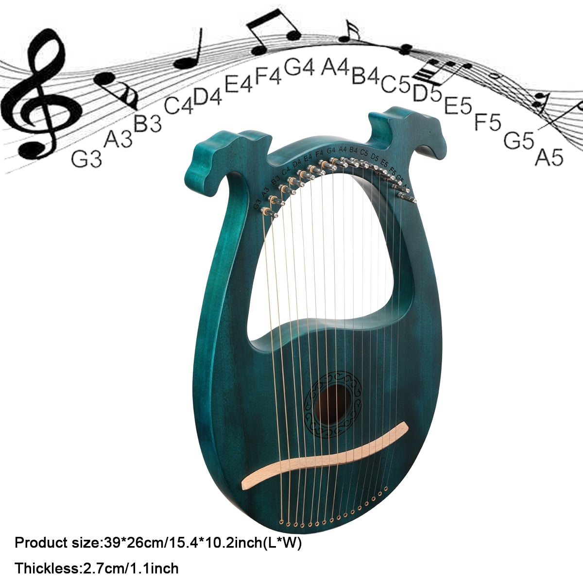 NICCOO 16 Metal Strings Lyre Harp Maple Saddle Mahogany Body Lyra Harp ...