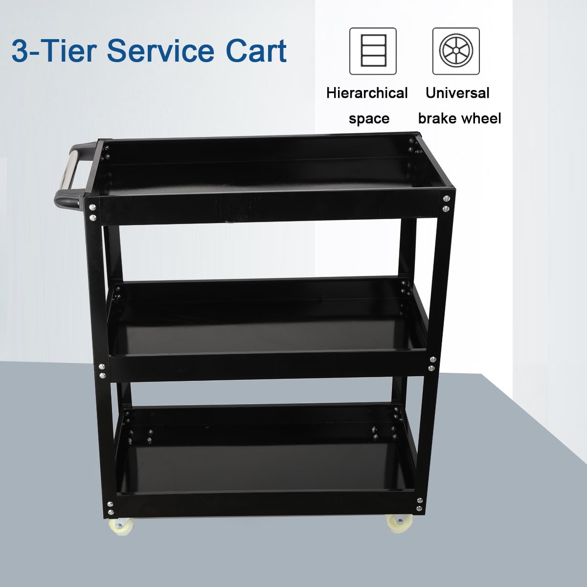 NICCOO 3-Tier Utility Cart, Heavy Duty Service Tool Cart 330Lbs Load Capacity w/Lockable Wheels ...