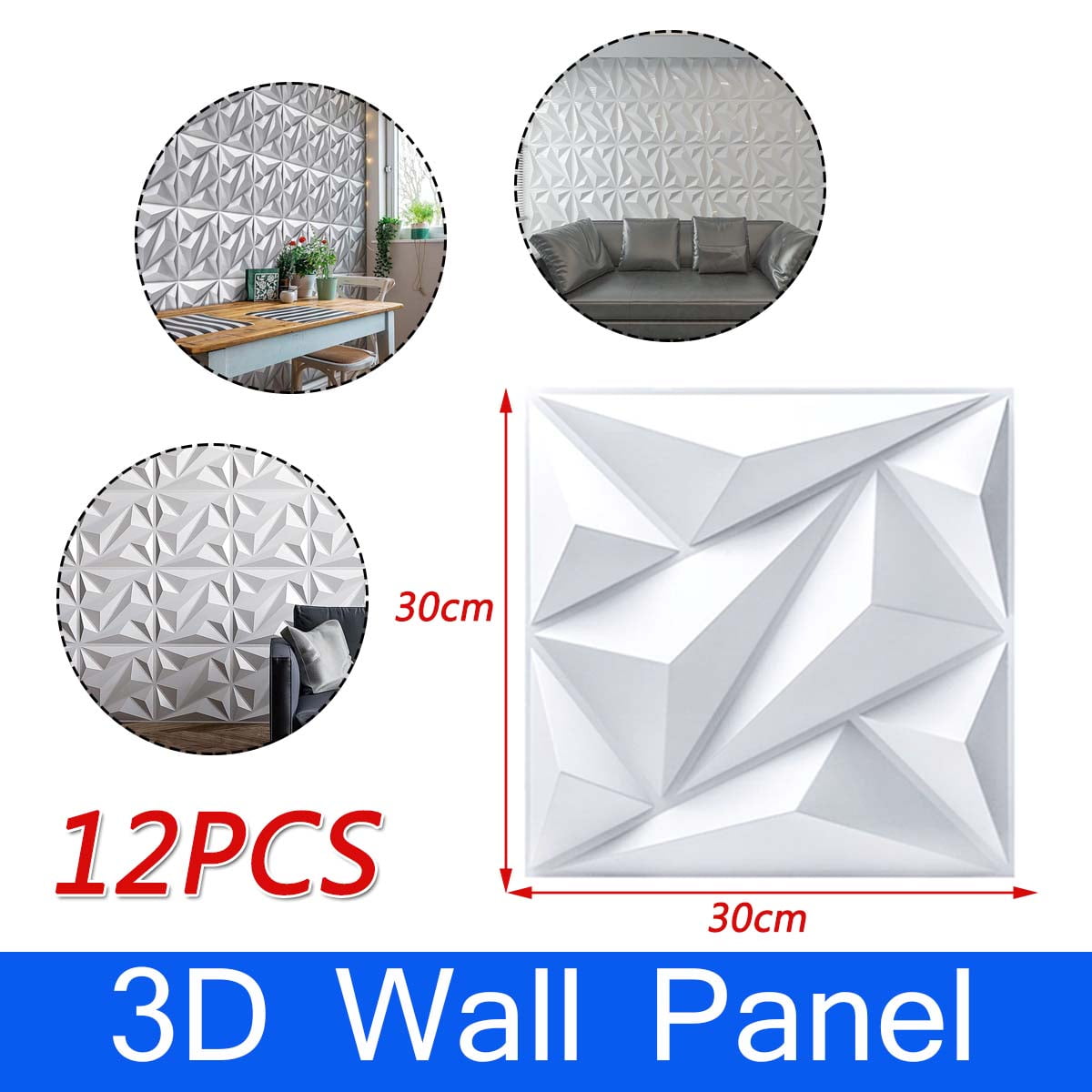 NICCOO 3D Wall Panels Diamond for Interior Wall Decor, White 3D Wall ...