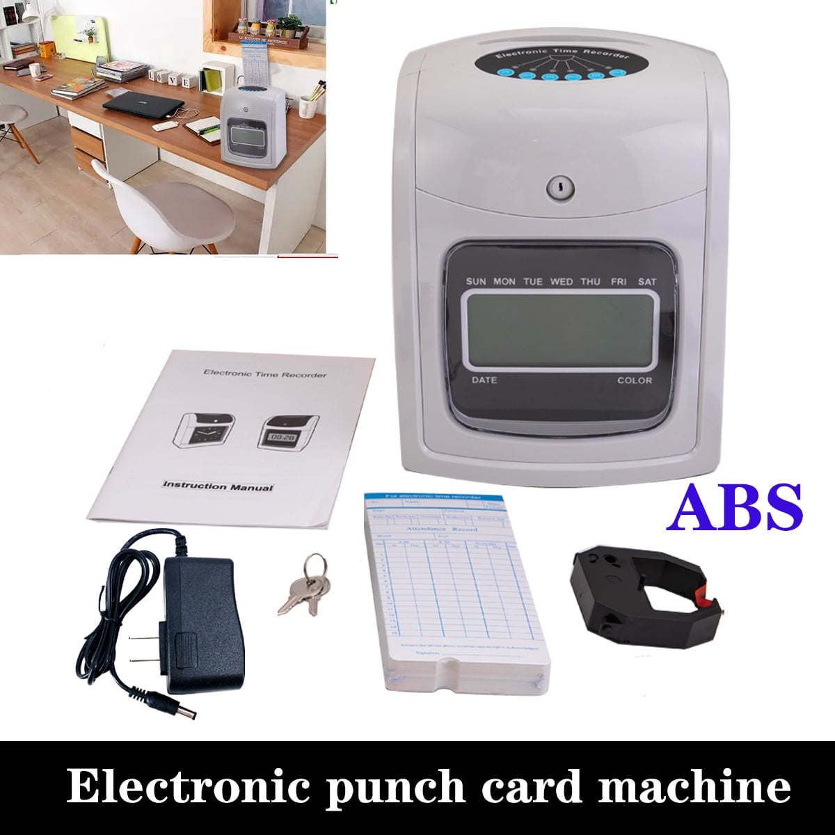 NICCOO Employee Attendance Punch Time Clock Payroll Recorder LCD ...