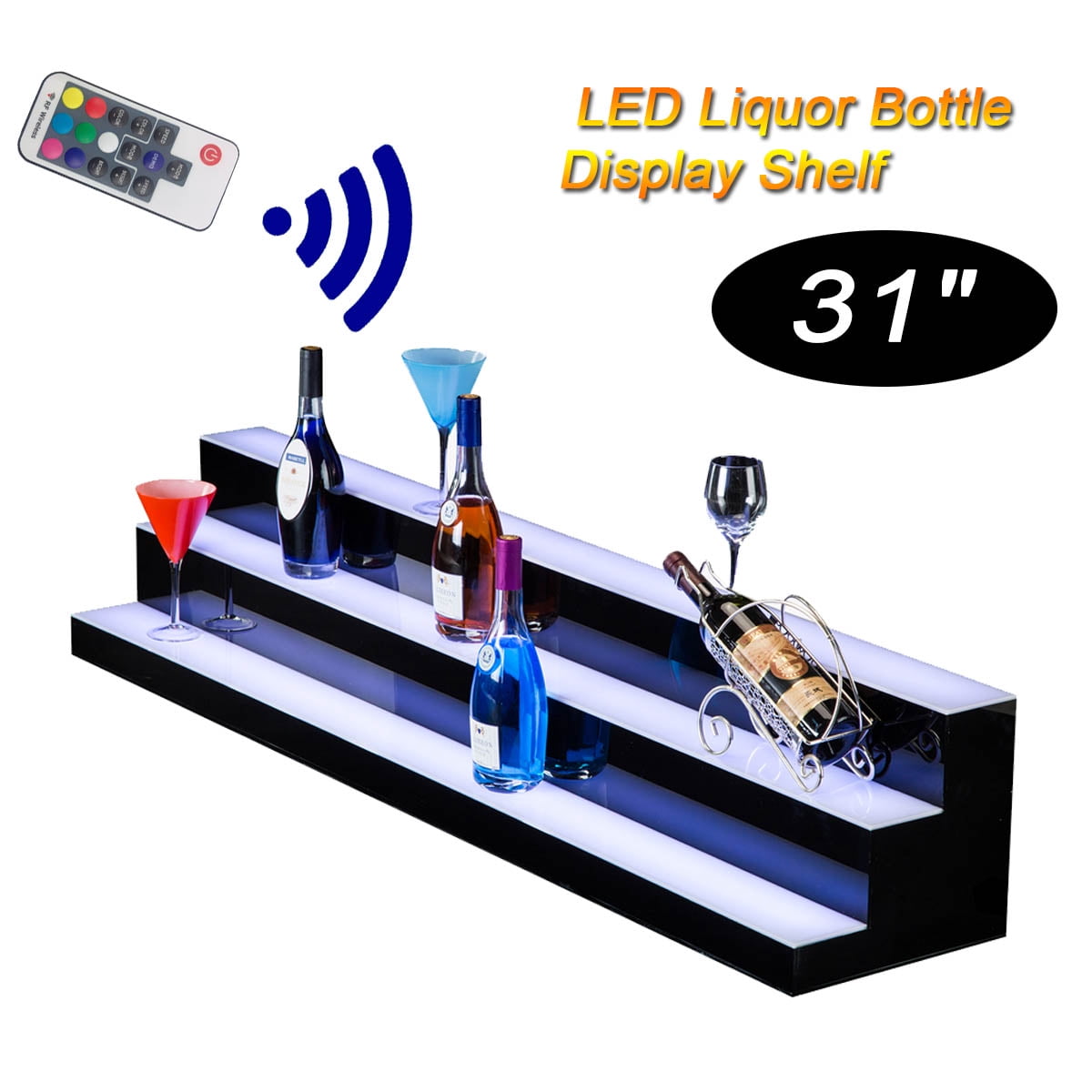 NICCOO Led Lighted Liquor Bottle Display Shelf, Led Bar Shelves for ...