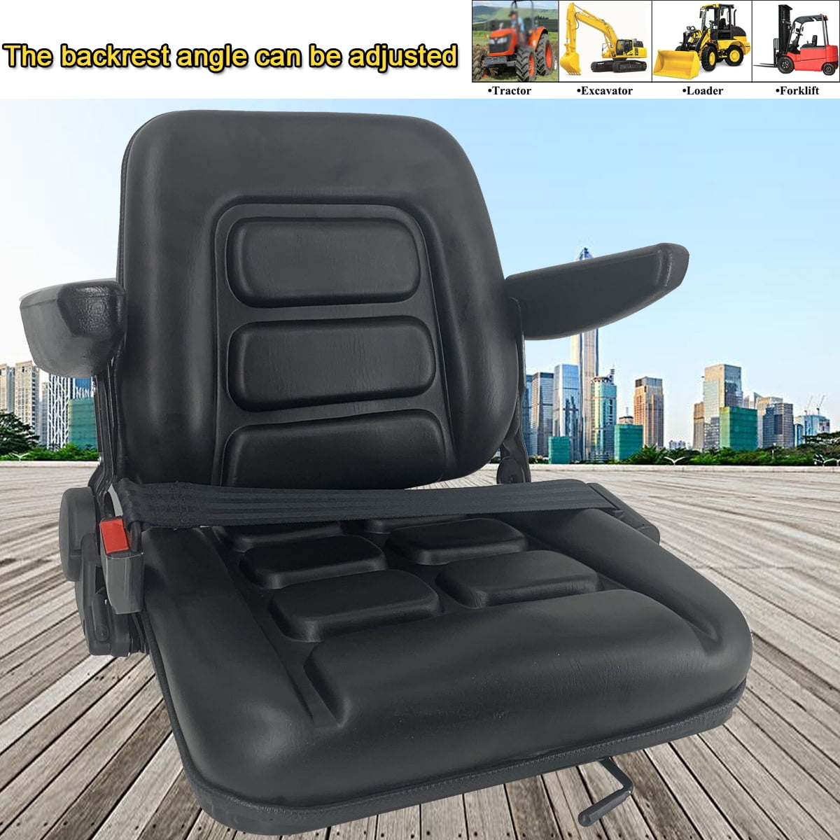 NICCOO Universal Adjustable Tractor Seat with Safetybelt and Armrest ...