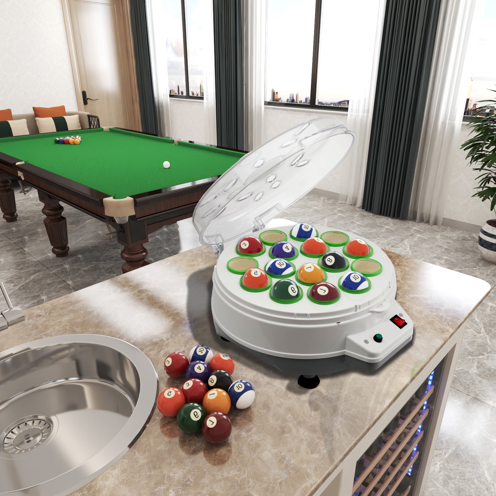 NICCOO Upgraded Aluminum Pool Ball Cleaning Machine Electric Billiard ...