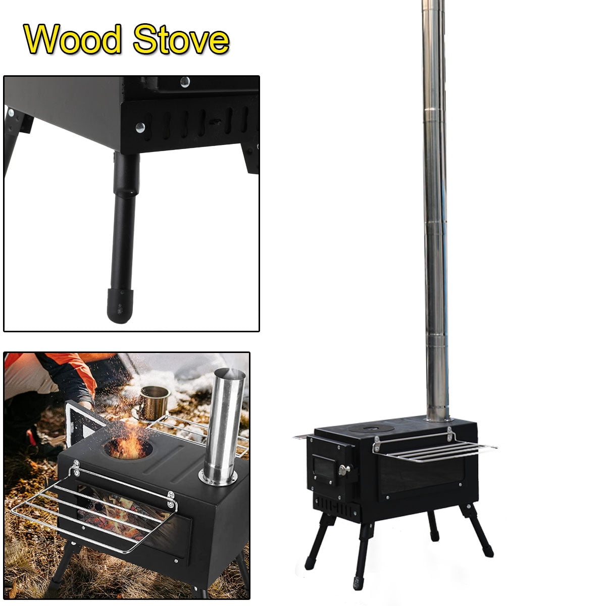 NICCOO Wood Burning Stove, Camping Wood Stove, Portable Hot Tent Stoves ...