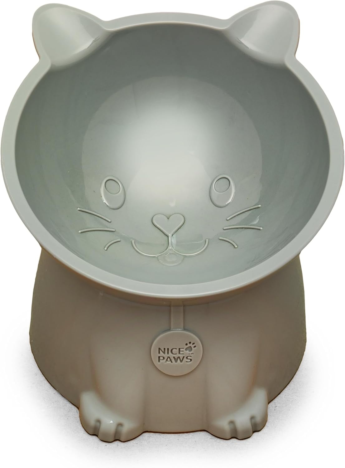Nice Paws Tilted Elevated Cat Food Bowl, Grey, 6.75 oz, Eco-Friendly ...