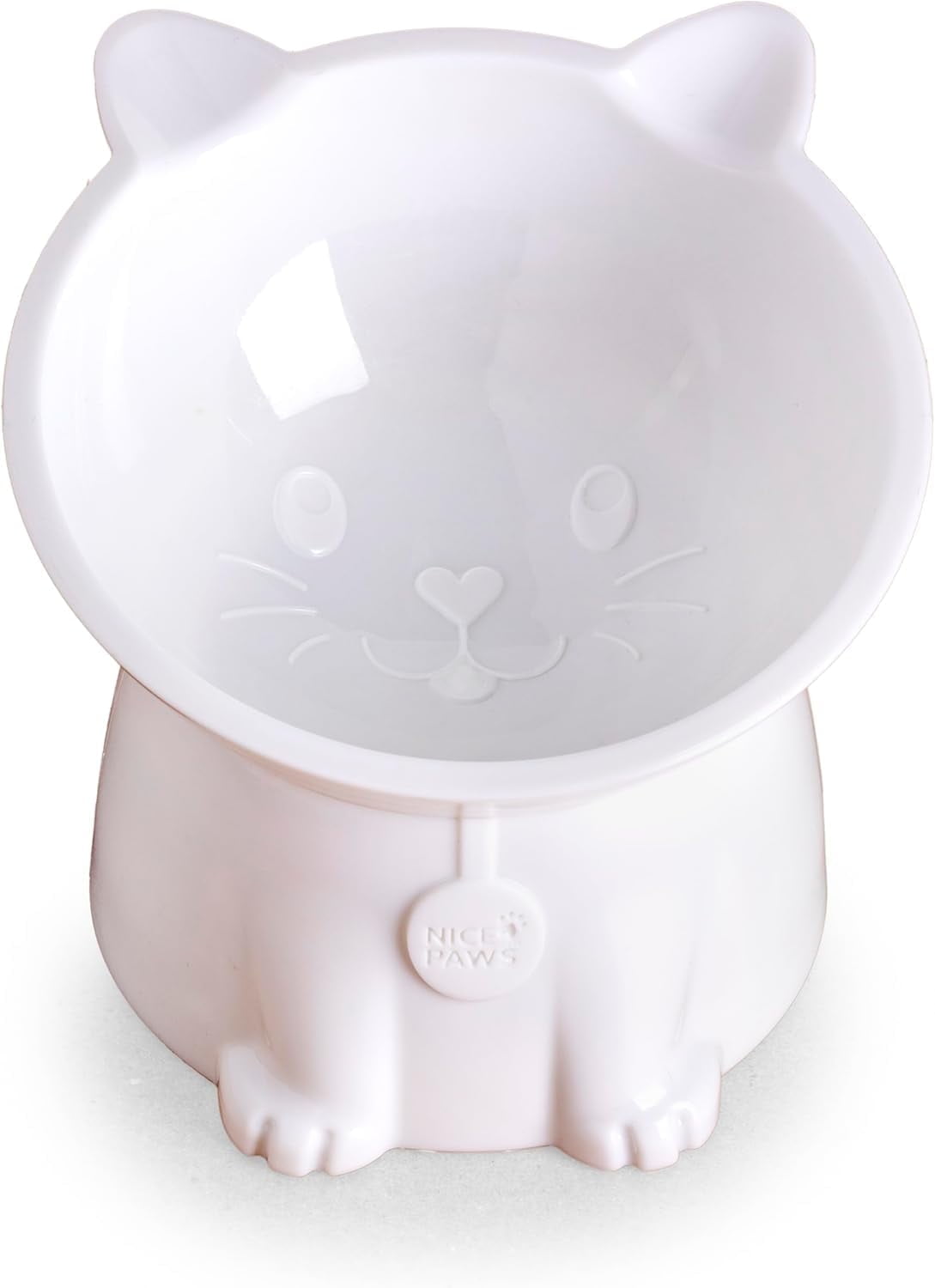 NICE PAWS - Tilted Elevated Cat Food Bowl - White - 1 Pc - Anti Vomit ...