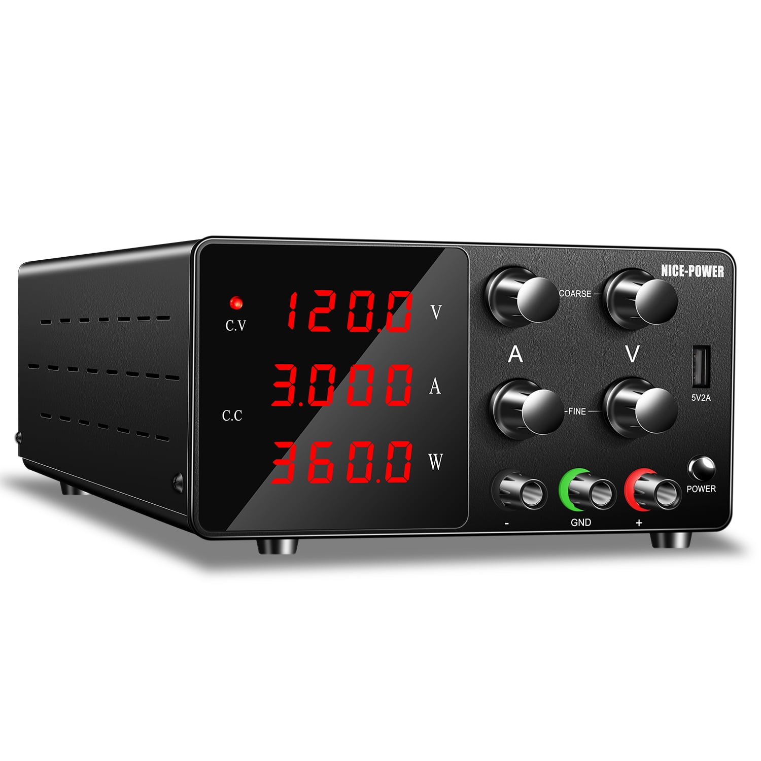 NICE-POWER 120V 3A Adjustable Bench Top Power Supply with 4-Digit LED ...