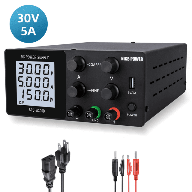 NICE-POWER Variable DC Power Supply 30V 5A Adjustable Regulated Bench Top Power Supply SPS-W305D ...