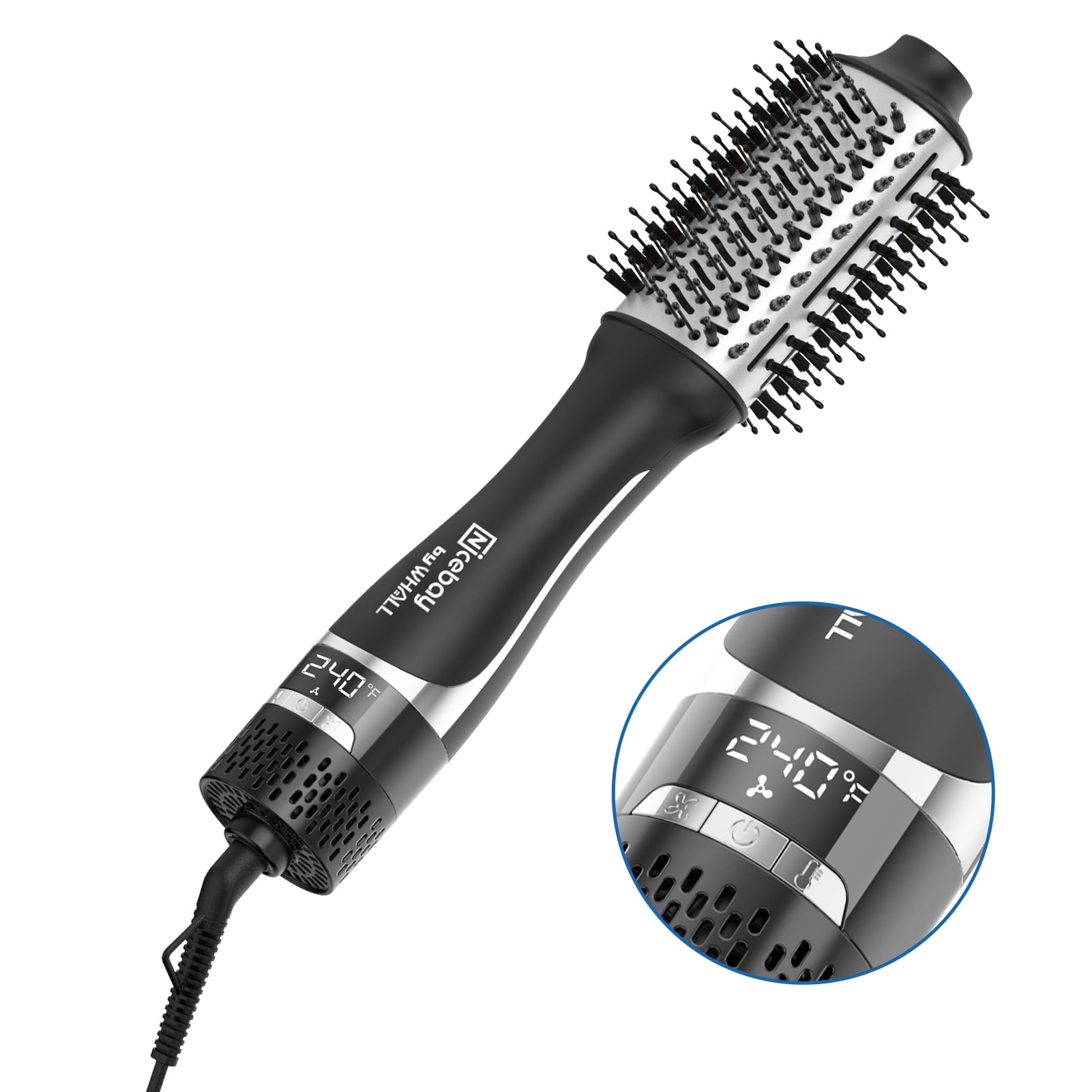 Nicebay Hair Dryer Brush Blow Dryer Brush With Led Display Screen And Cool Mode Time And Temp