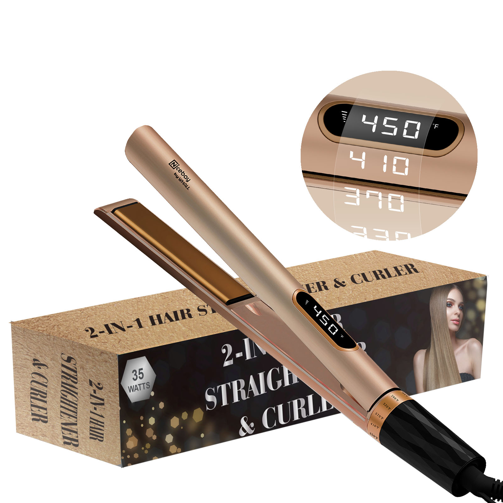 FURIDEN Professional Salon Quality Hair Straightener, Hair Straightener and Curler 2 in 1, Flat ...