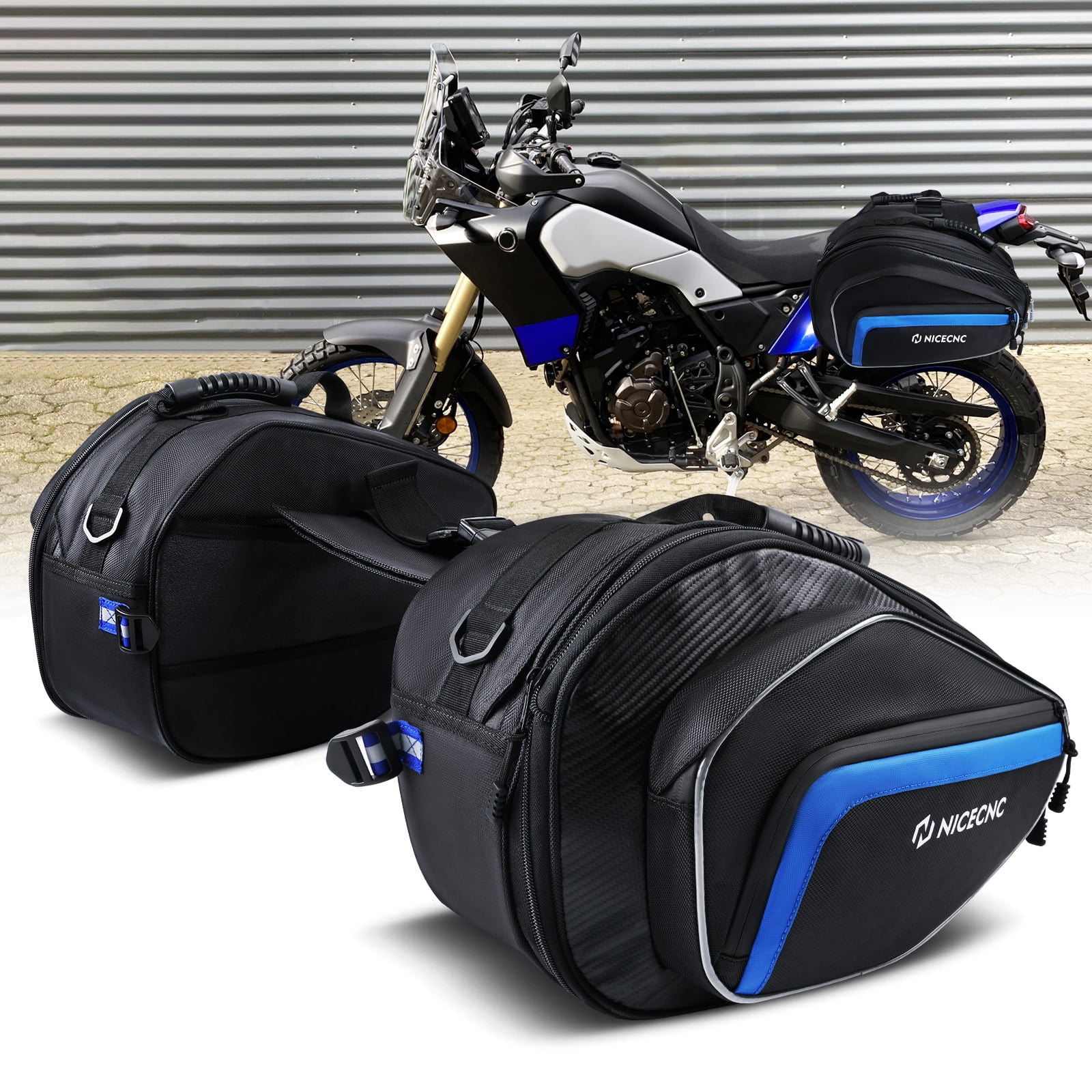 NICECNC Motorcycle Throw Over Saddlebags Universal Rear Side Bag 50L ...