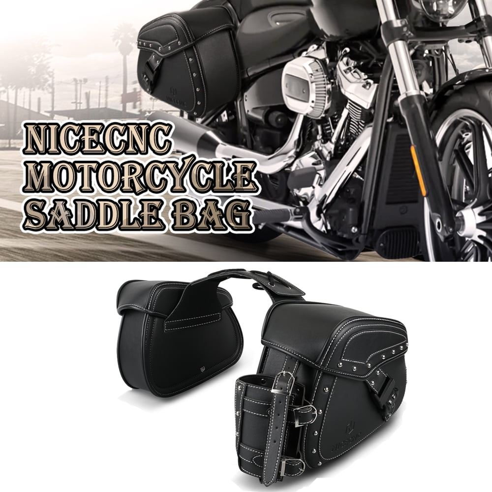 NICECNC Universal Motorcycle Leather Luggage Saddle Bags Storage Bag ...