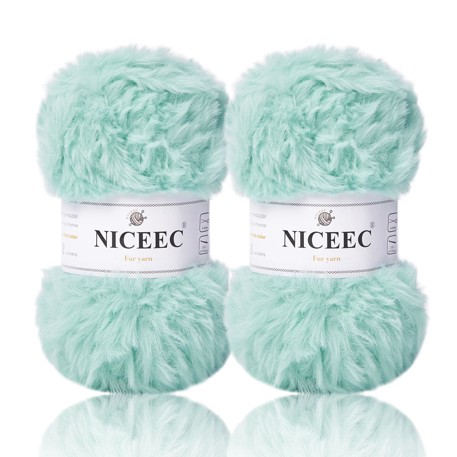 NICEEC 2 Skeins Super Soft Fur Yarn Chunky Fluffy Faux Fur Yarn Eyelash ...