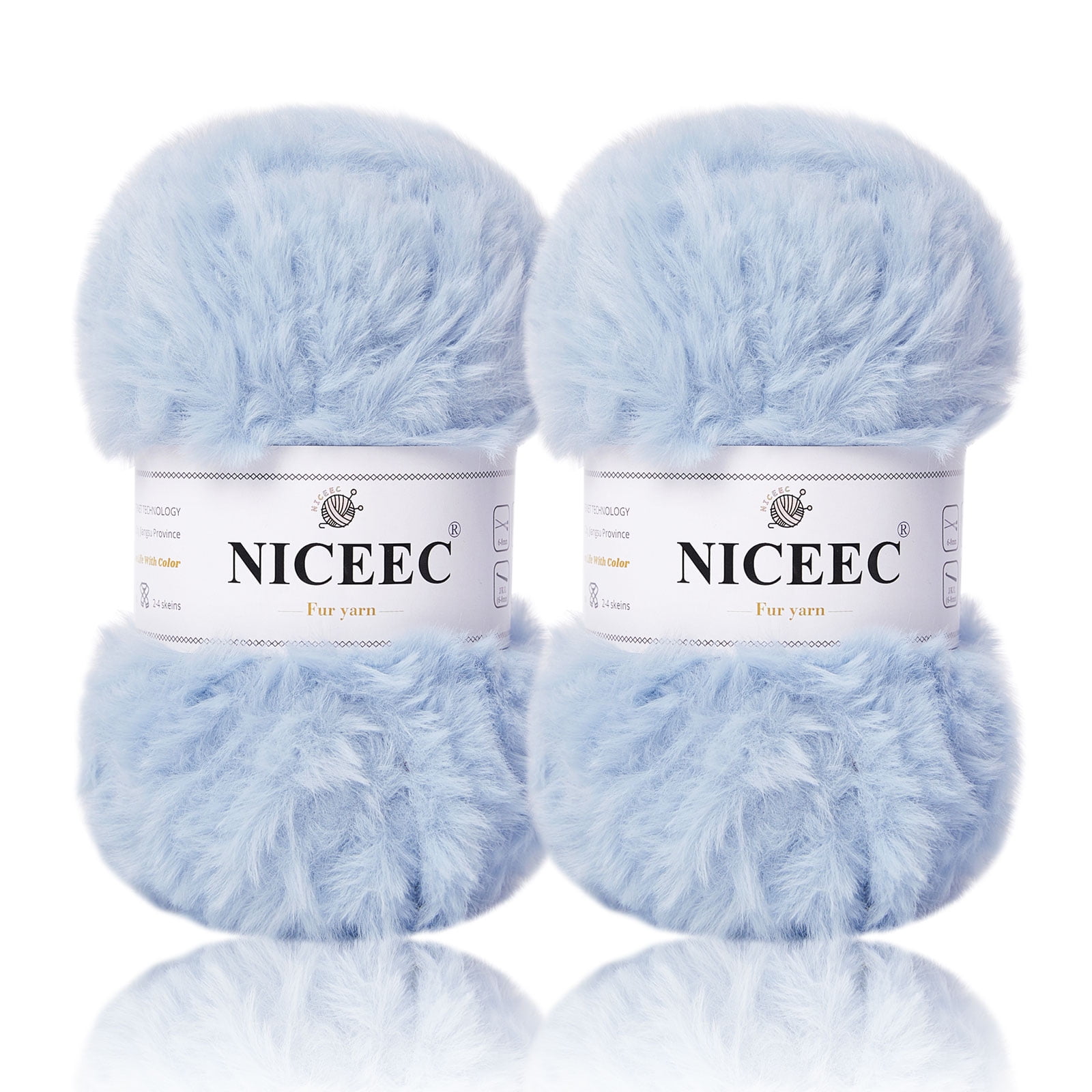 NICEEC 2 Skeins Super Soft Fur Yarn Chunky Fluffy Faux Fur Yarn Eyelash ...
