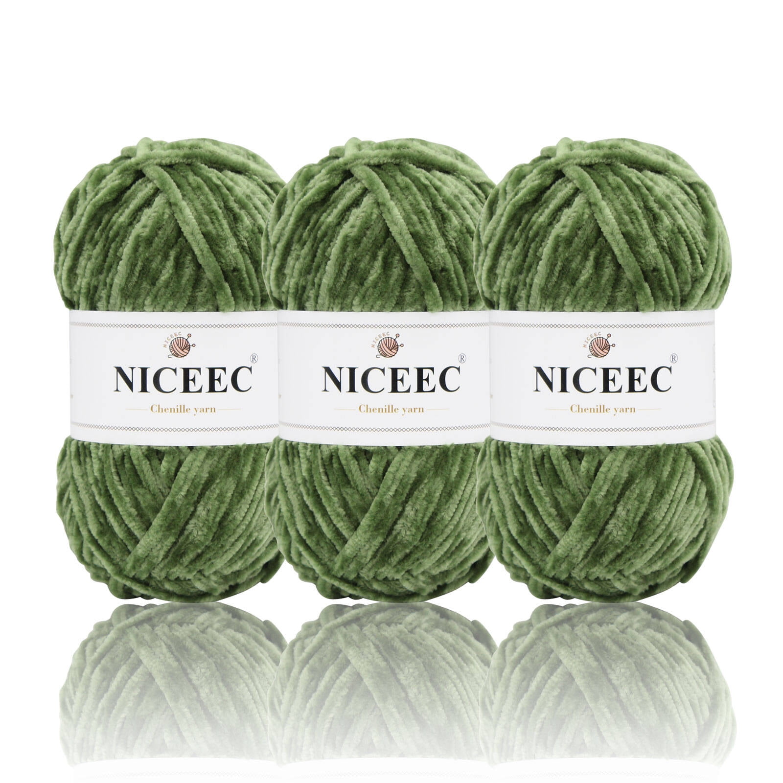NICEEC 3 Skeins Soft Chenille Yarn Blanket Yarn Velvet Yarn for ...