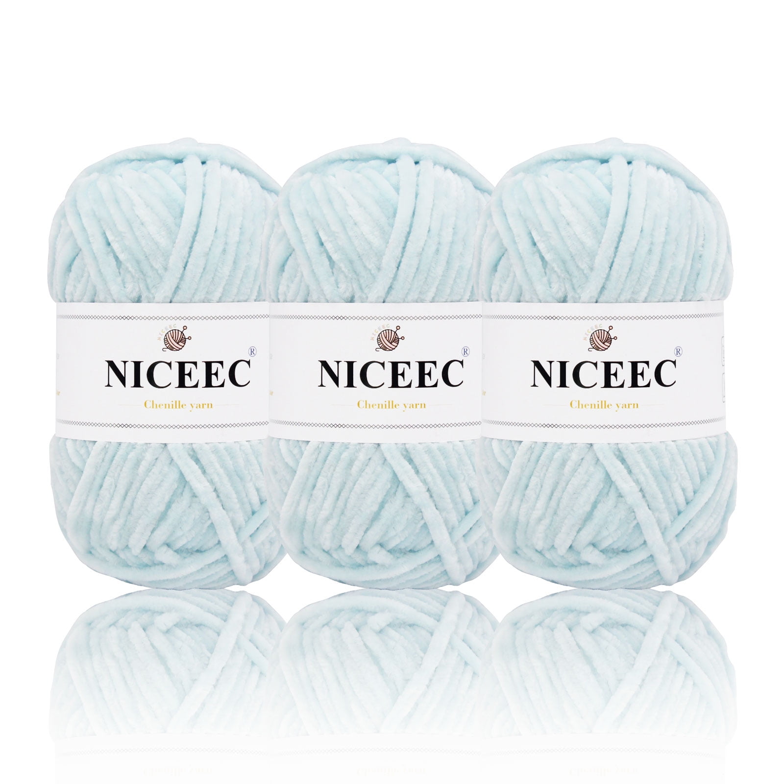 NICEEC 3 Skeins Soft Chenille Yarn Blanket Yarn Velvet Yarn for ...