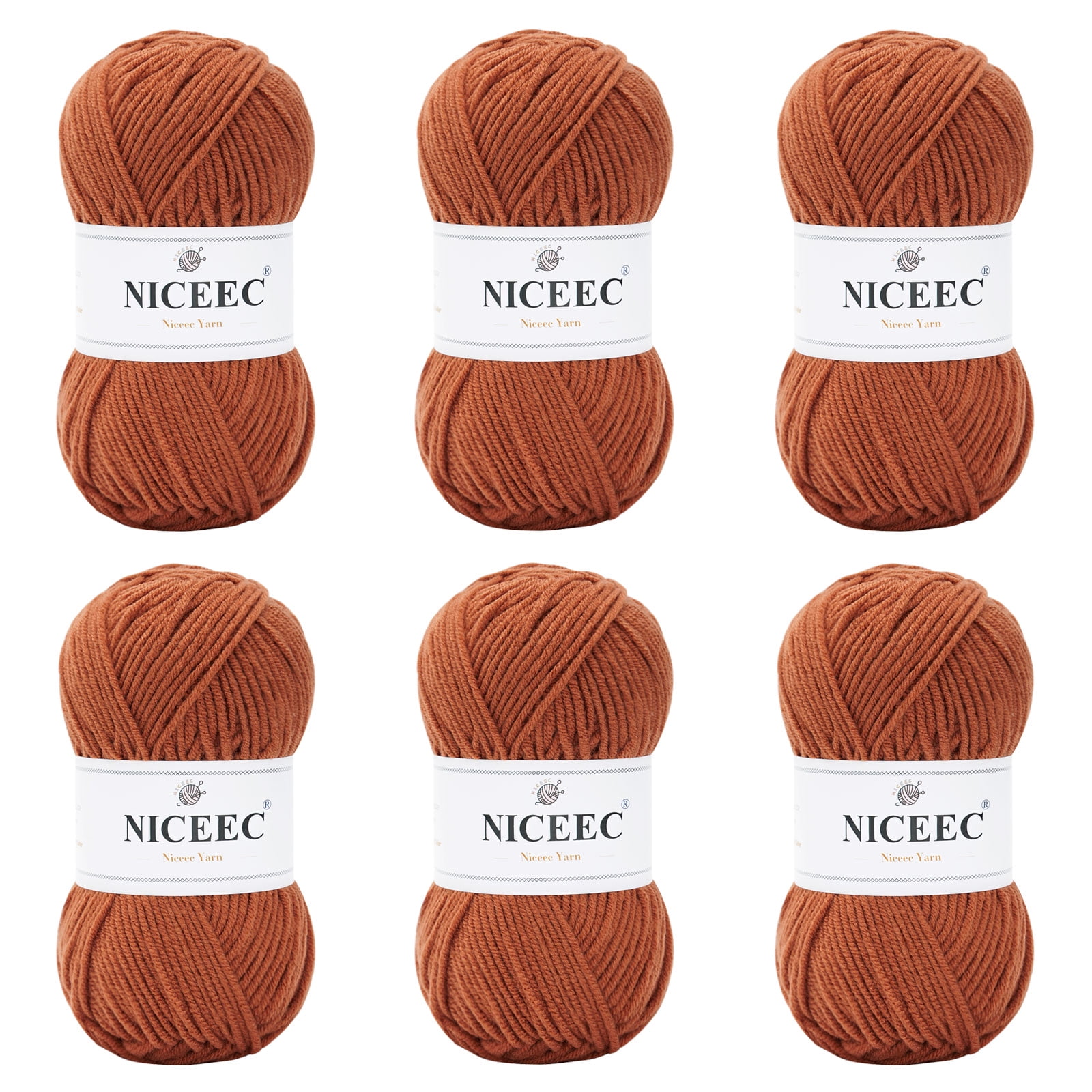 NICEEC 6×50g Soft Assorted Colors Yarn Sport Weight Yarn Bonbons Yarn ...